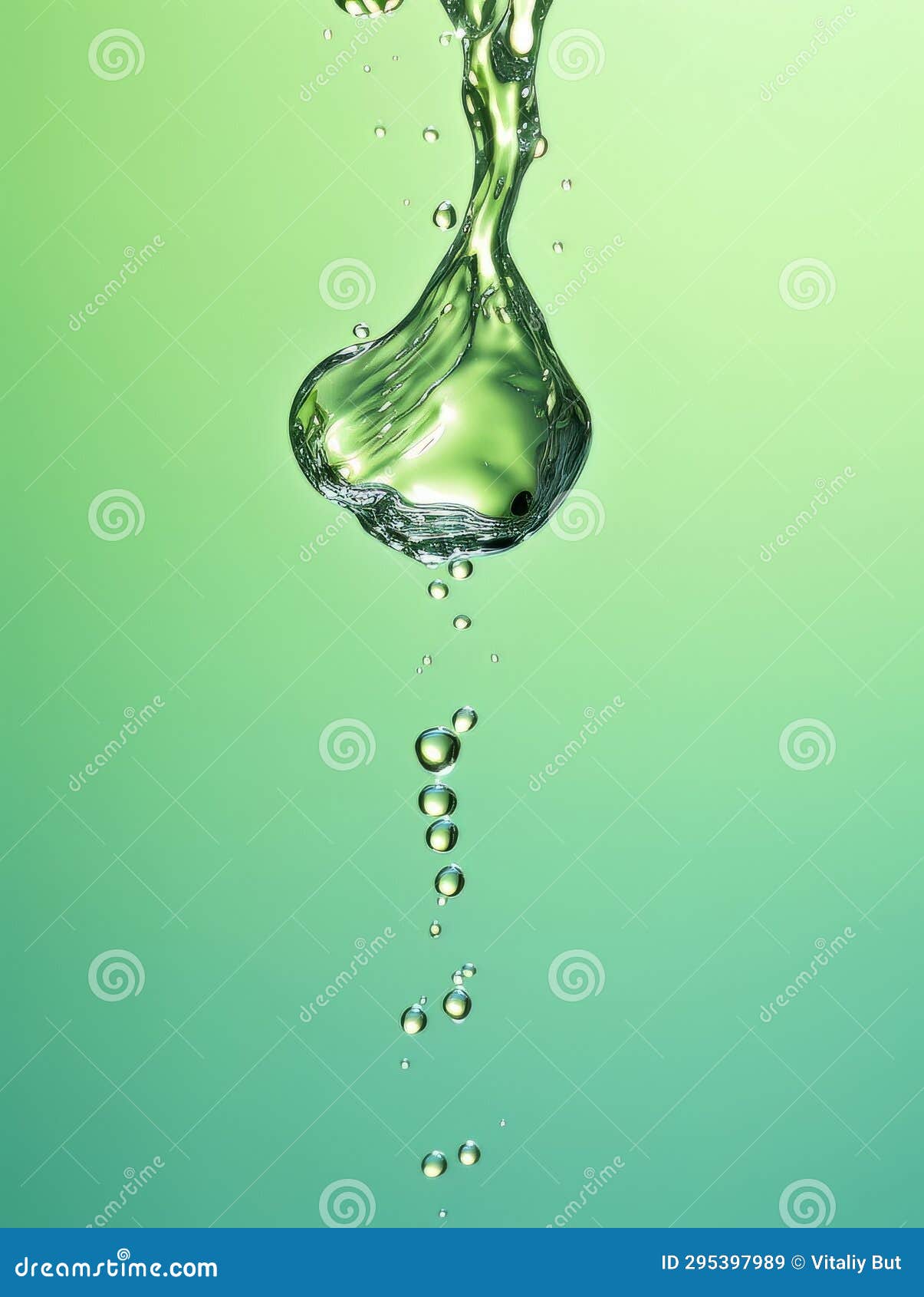 Crystal Clear Water Drip Splash Abstract Form on Green Background AI ...