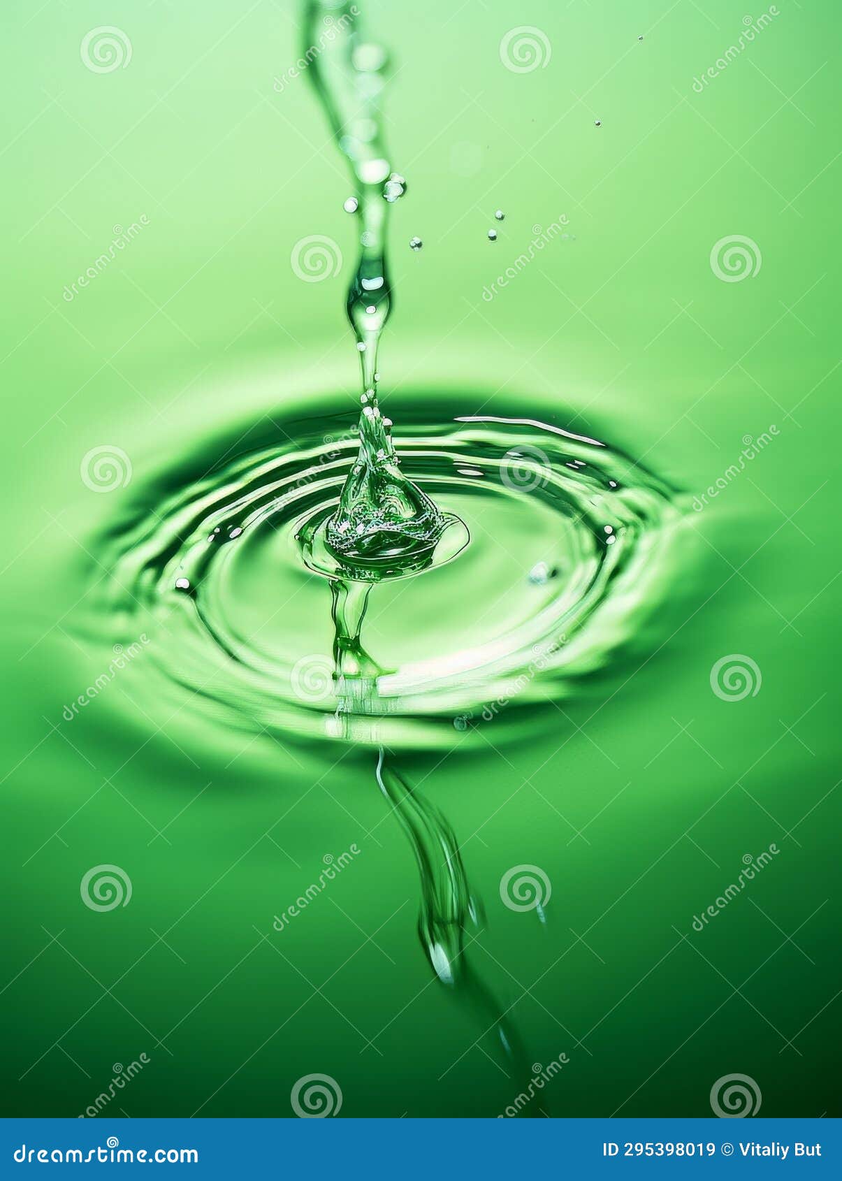 Crystal Clear Water Drip Splash Abstract Form on Green Background AI ...