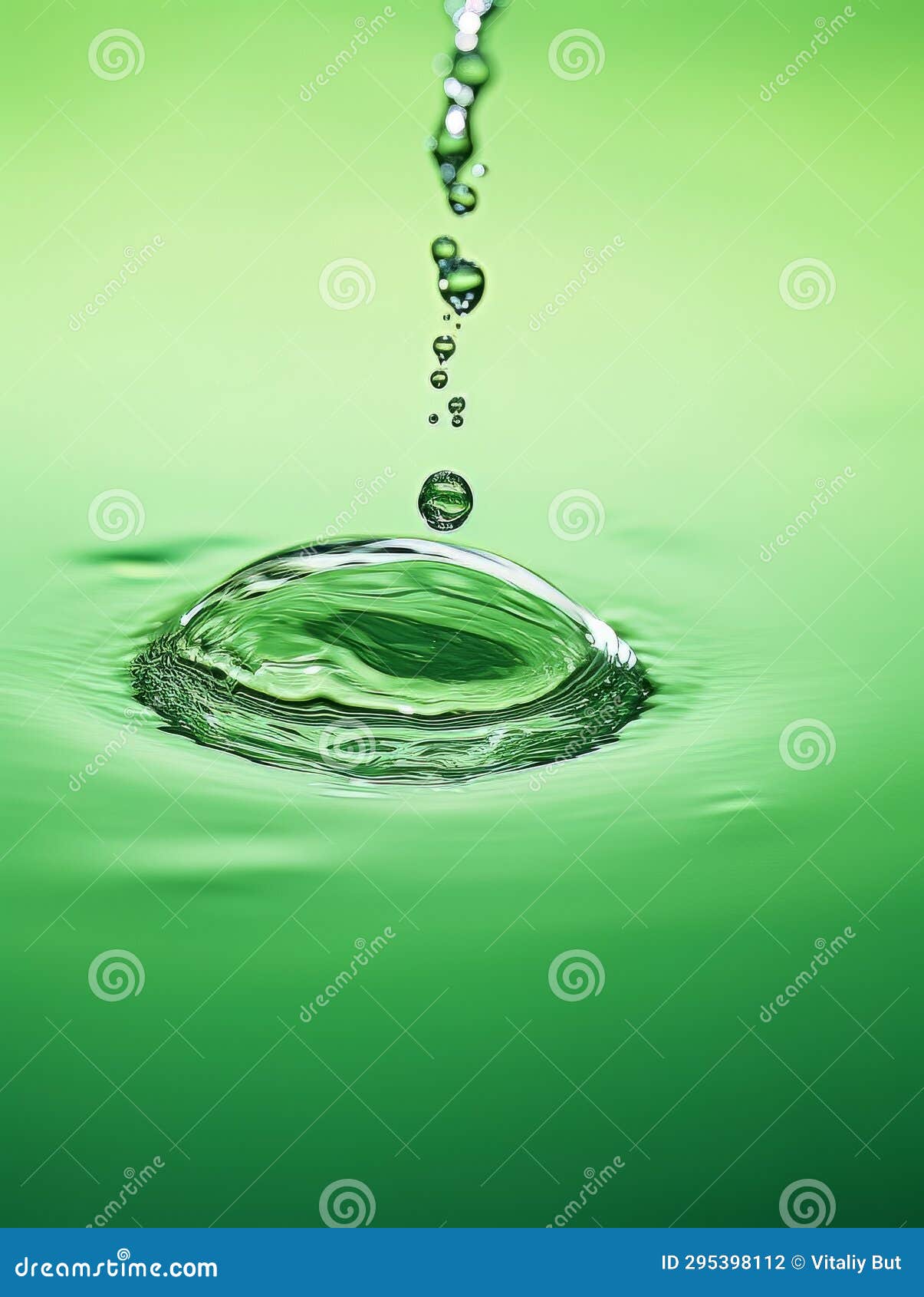 Crystal Clear Water Drip Splash Abstract Form on Green Background AI ...