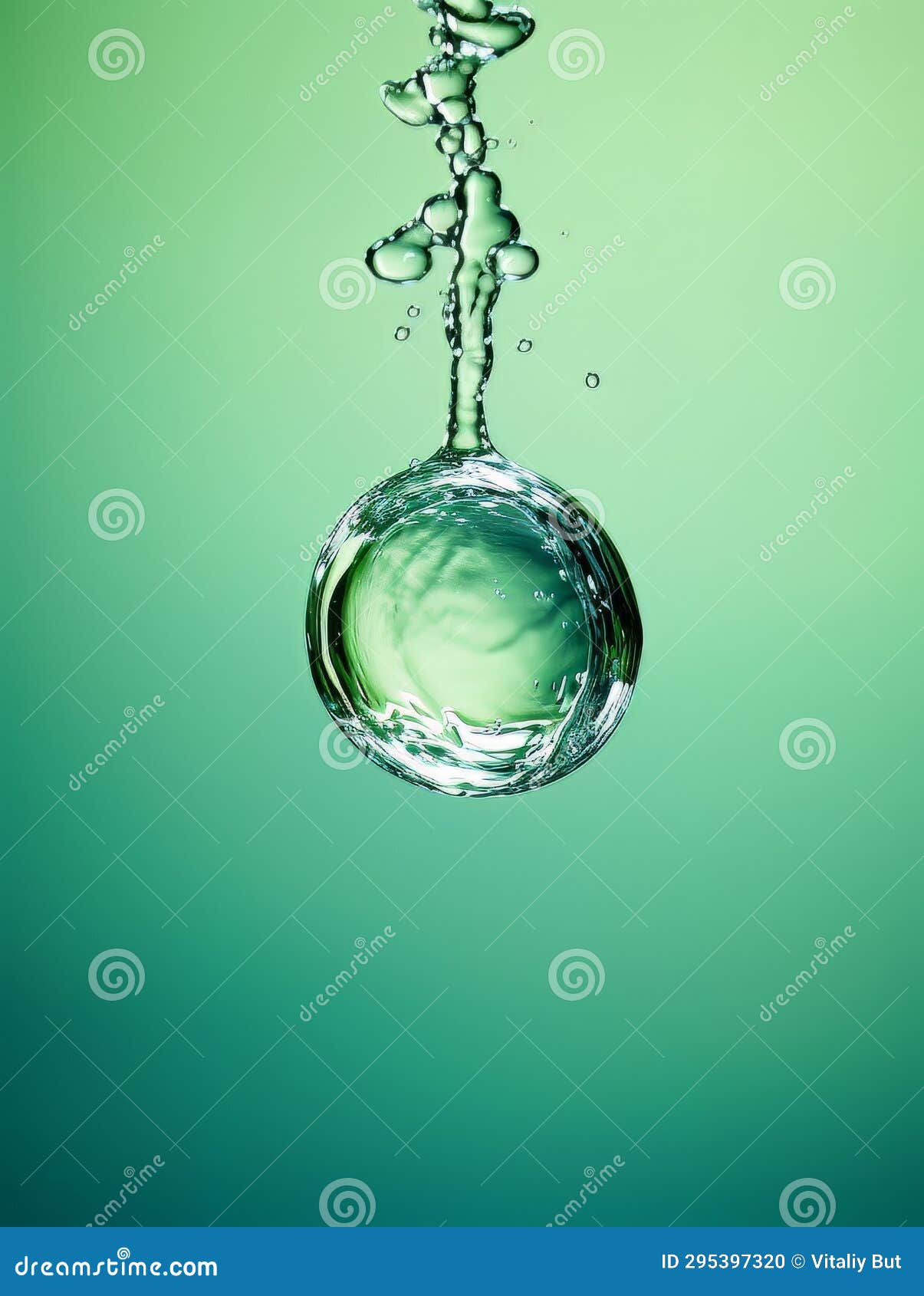 Crystal Clear Water Drip Splash on Green Background AI Stock ...