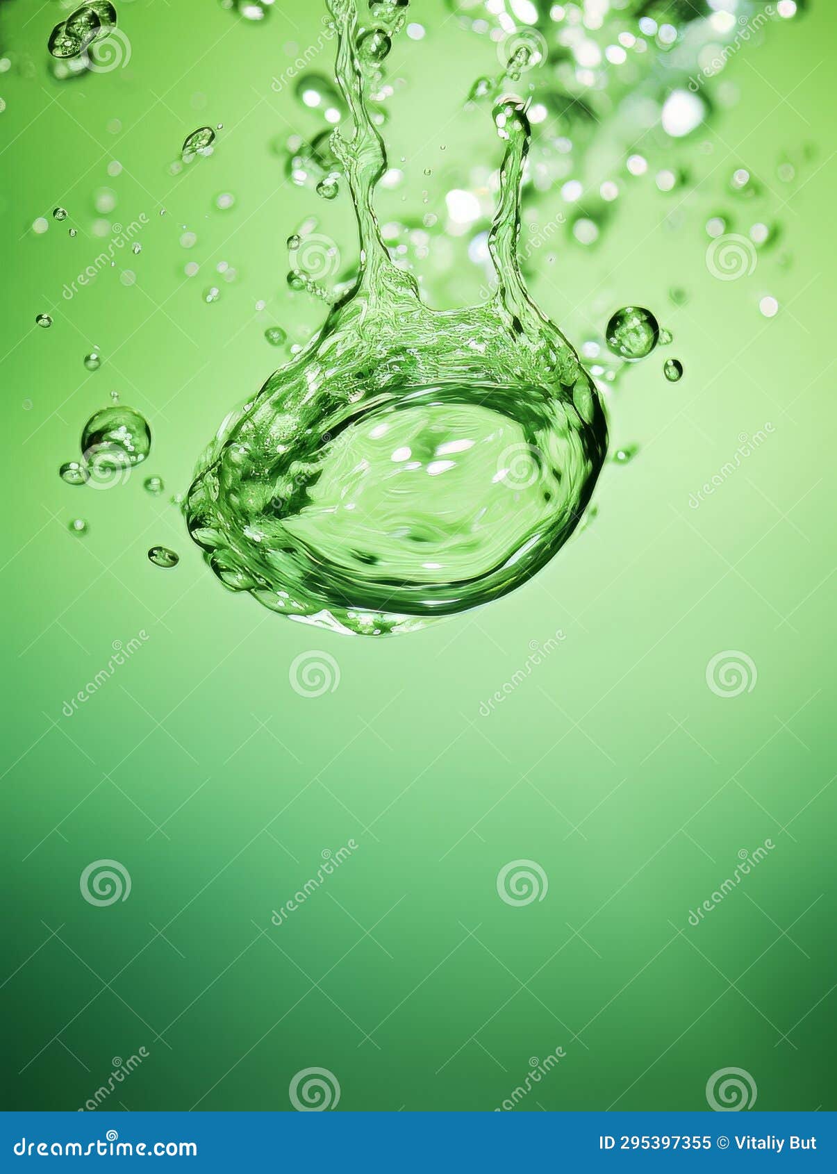 Crystal Clear Water Drip Splash on Green Background AI Stock ...