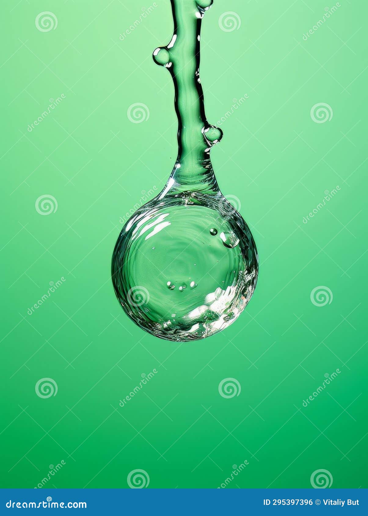 Crystal Clear Water Drip Splash on Green Background AI Stock ...
