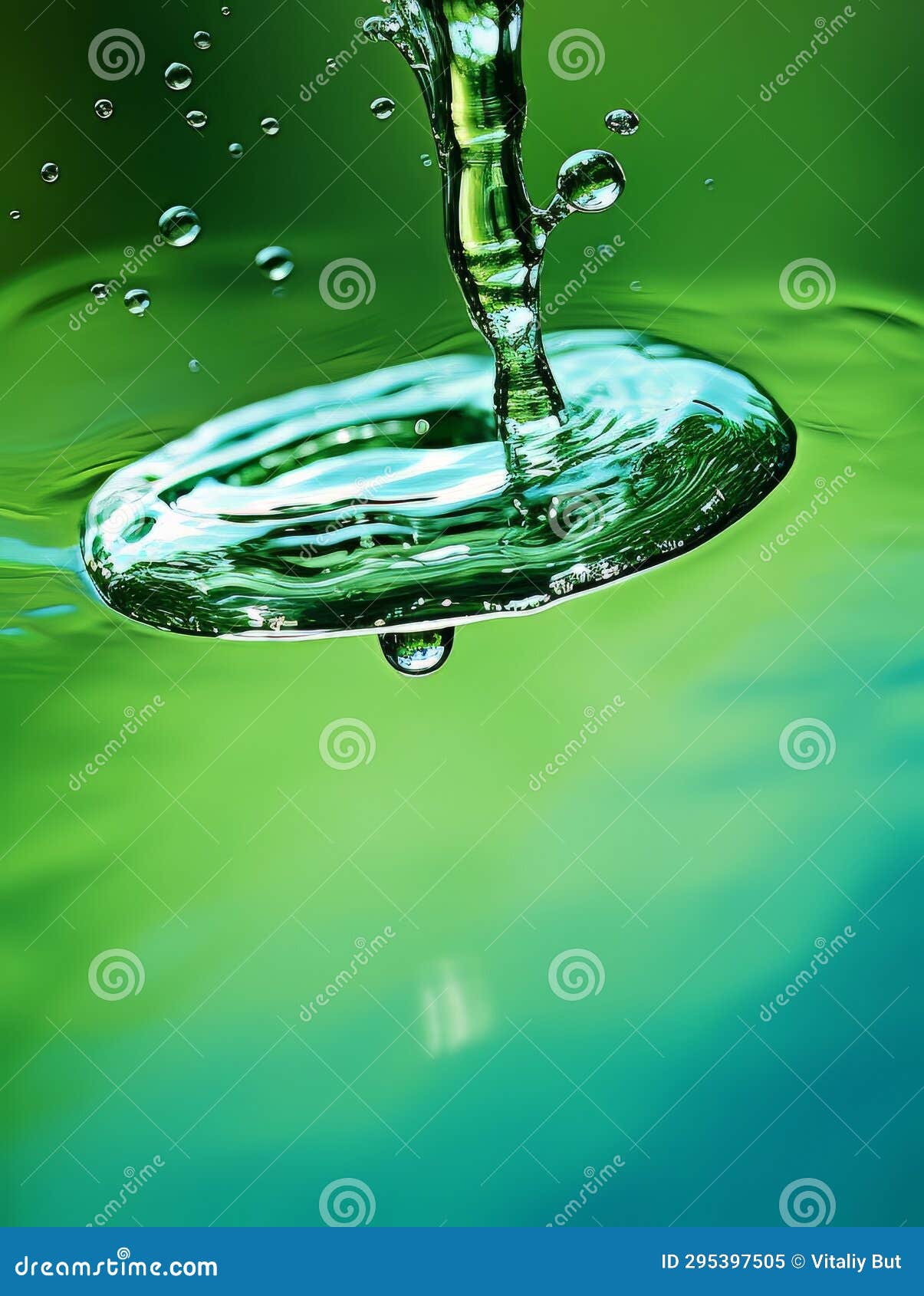 Crystal Clear Water Drip Splash on Green Background AI Stock Image ...