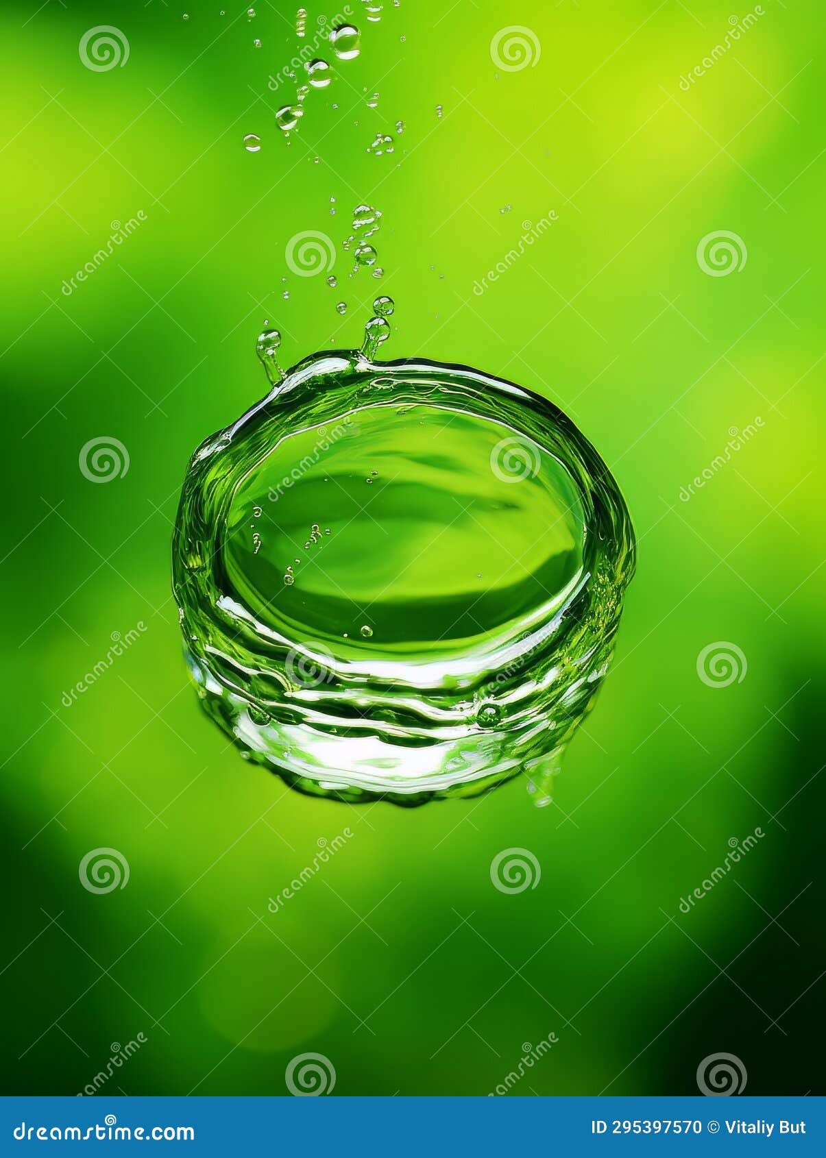 Crystal Clear Water Drip Splash on Green Background AI Stock Photo ...
