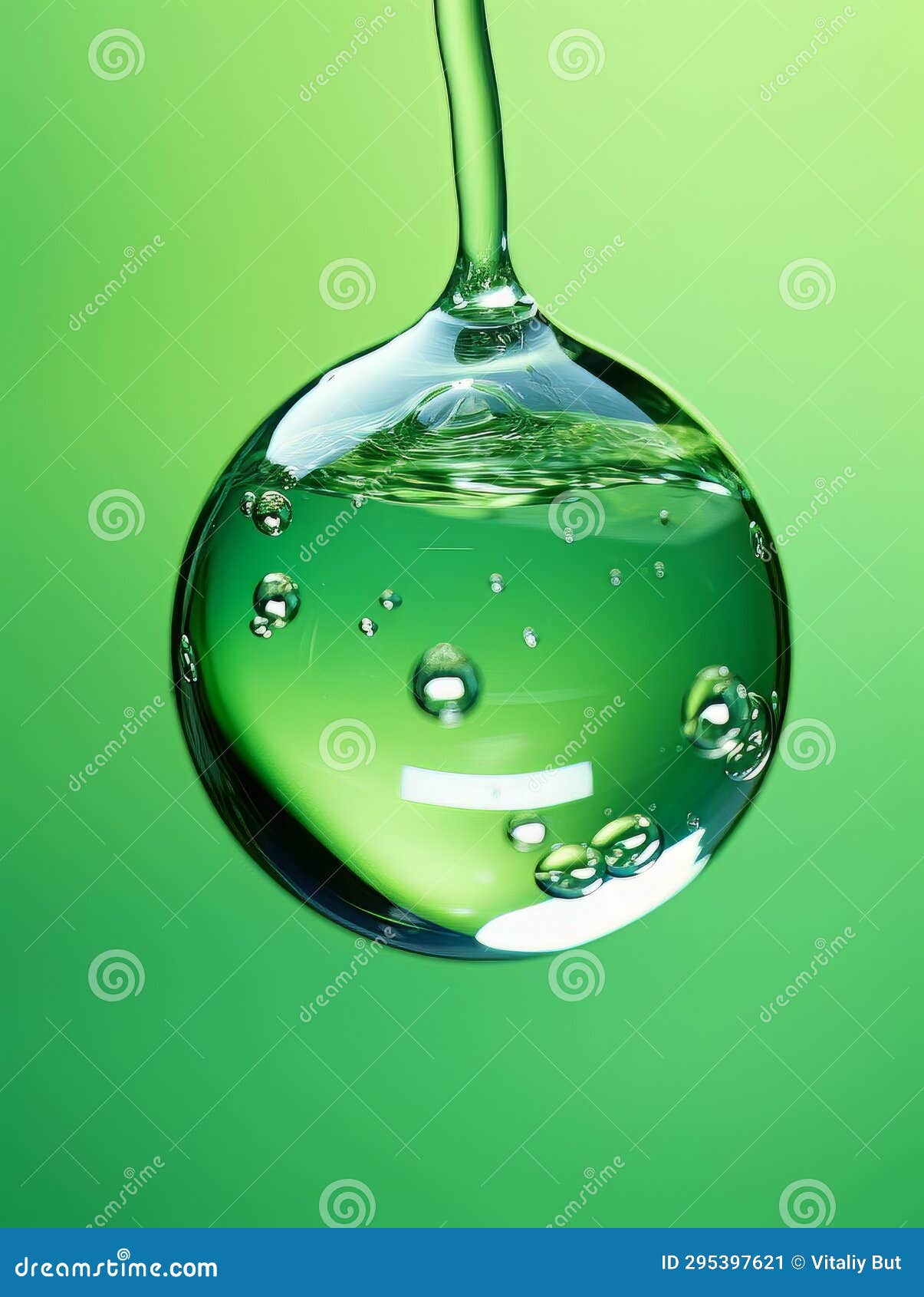 Crystal Clear Water Drip Splash on Green Background AI Stock Image ...