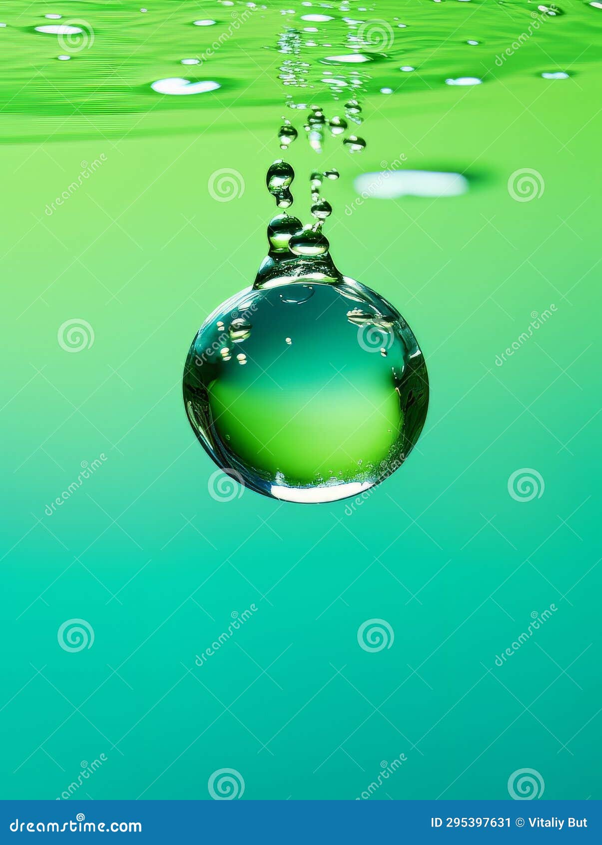 Crystal Clear Water Drip Splash on Green Background AI Stock Image ...