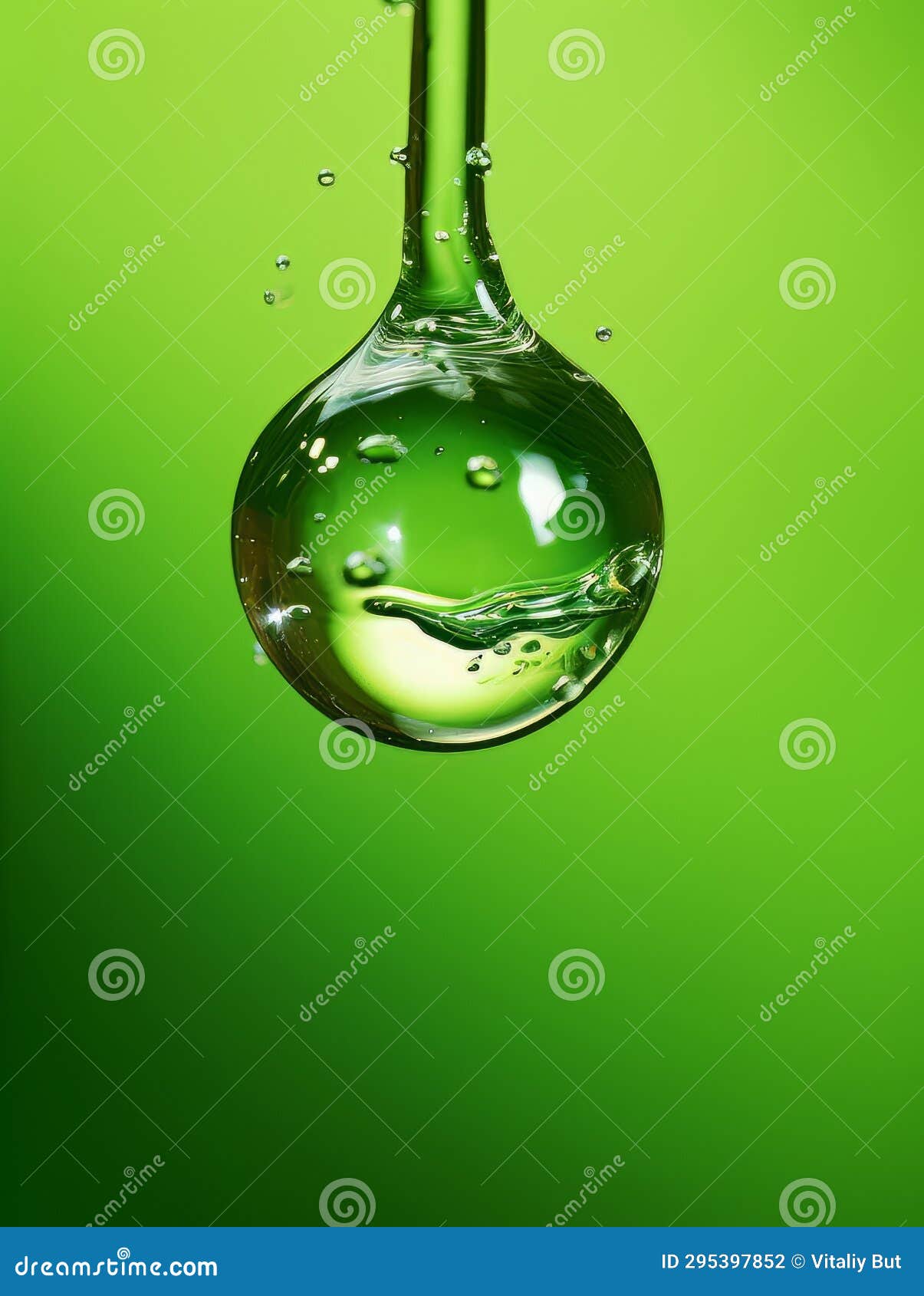 Crystal Clear Water Drip Splash on Green Background AI Stock Photo ...