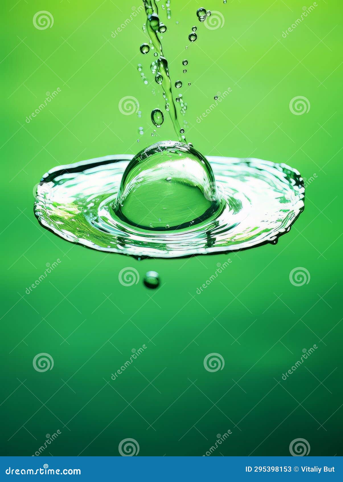 Crystal Clear Water Drip Splash on Green Background AI Stock Image ...