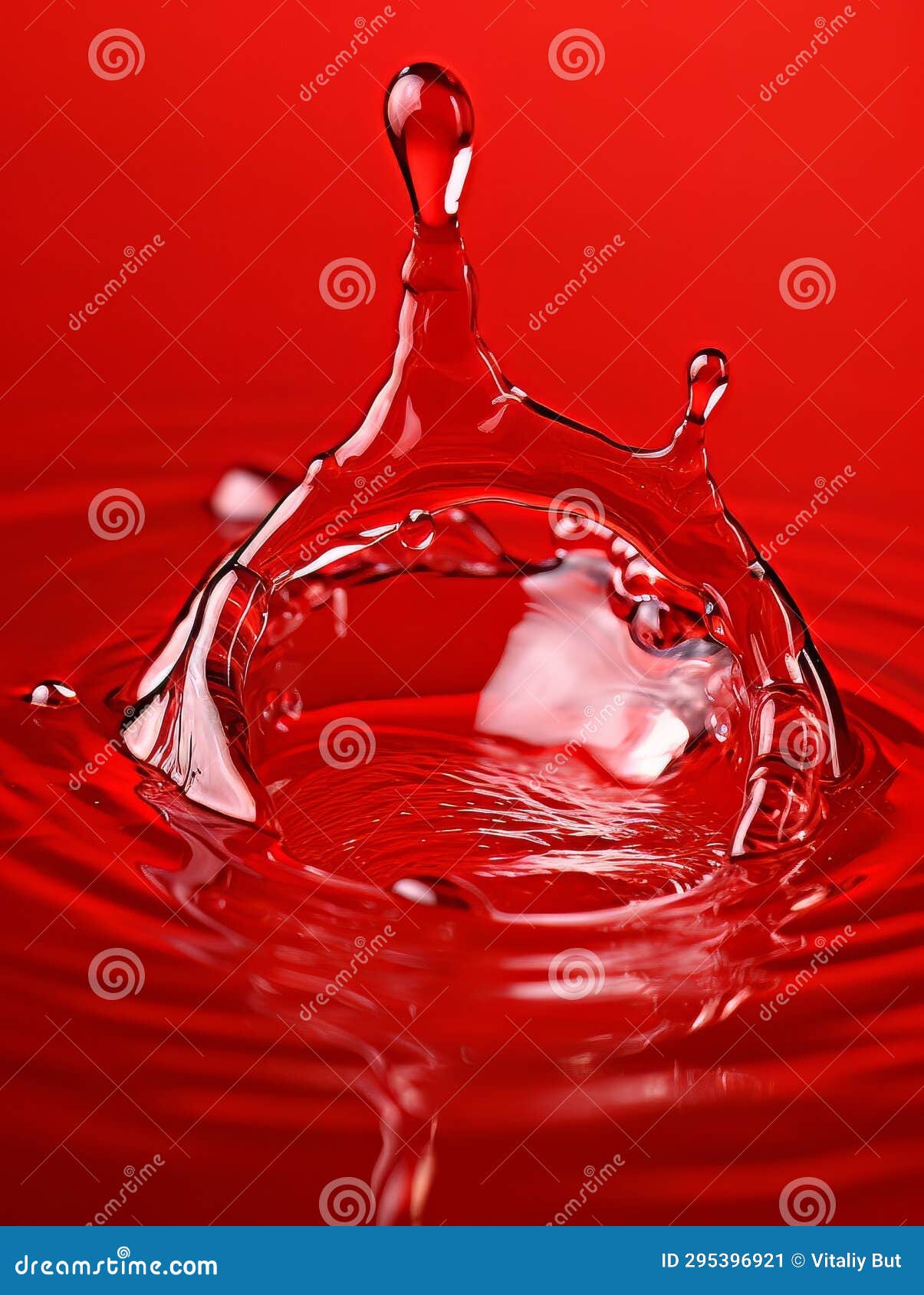 Crystal Clear Water Drip Splash on Red Background AI Stock Illustration ...