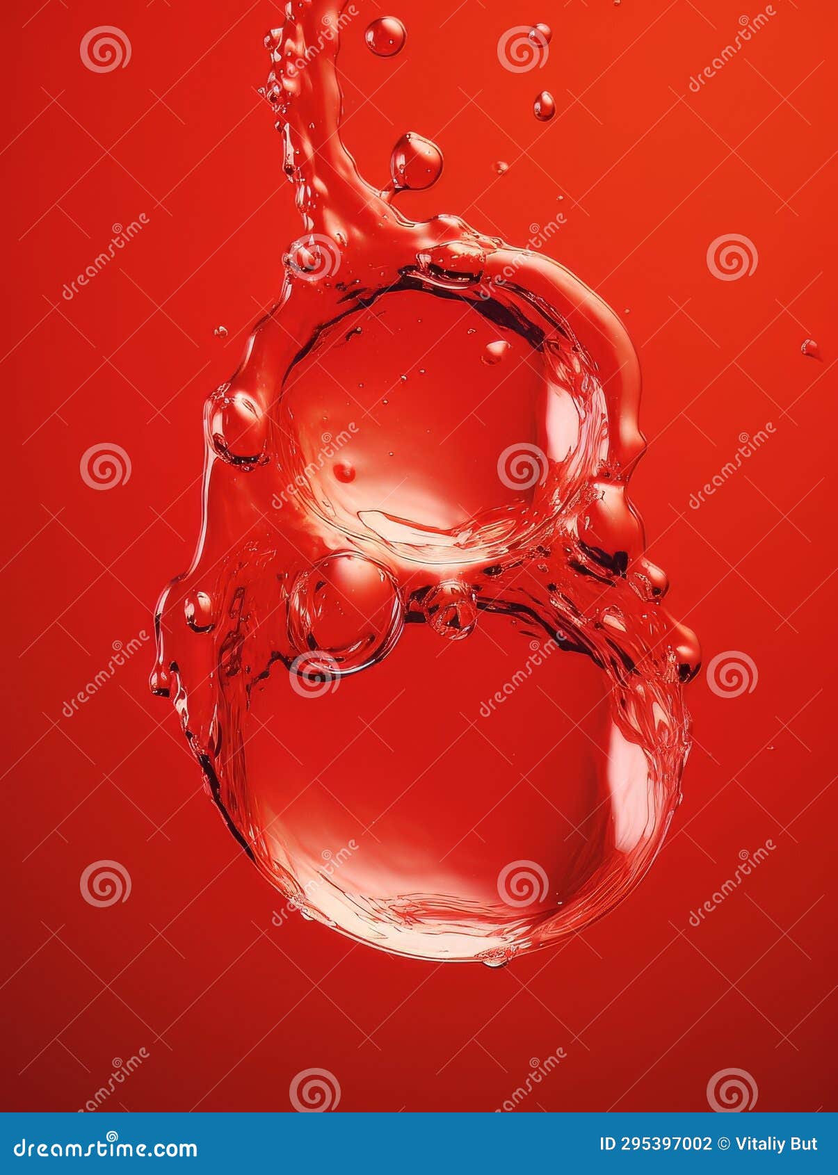 Crystal Clear Water Drip Splash on Red Background AI Stock Illustration ...