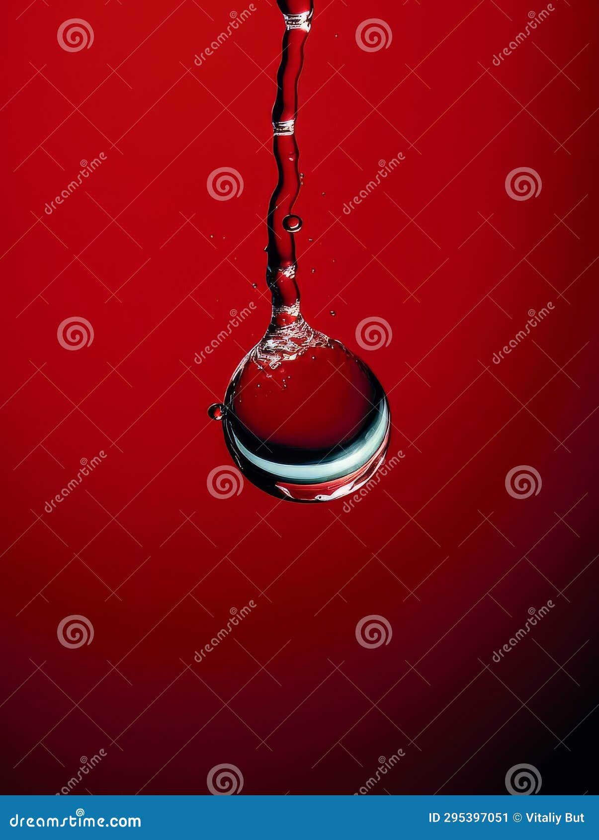 Crystal Clear Water Drip Splash on Red Background AI Stock Illustration ...