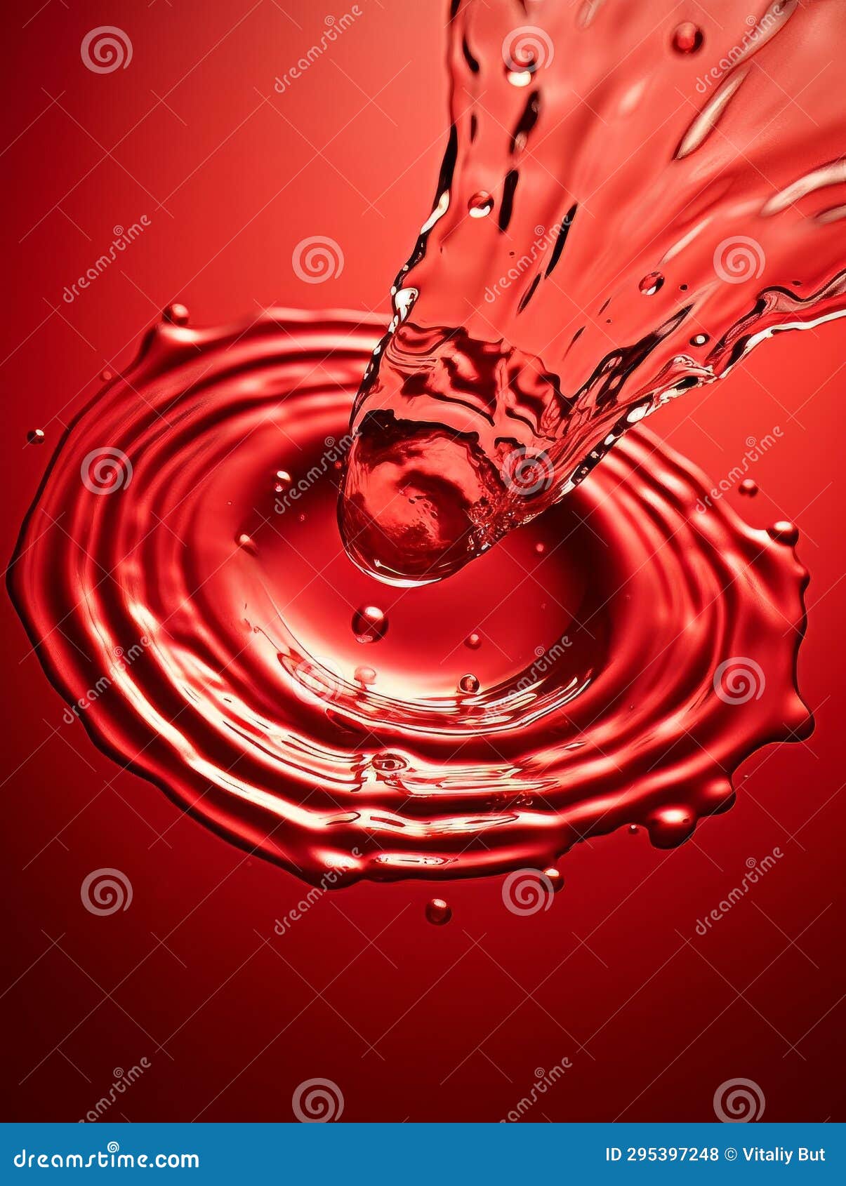Crystal Clear Water Drip Splash on Red Background AI Stock Illustration ...