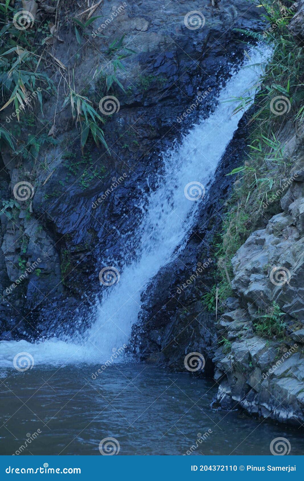 Crystal clear waterfall stock photo. Image of waterfall - 204372110