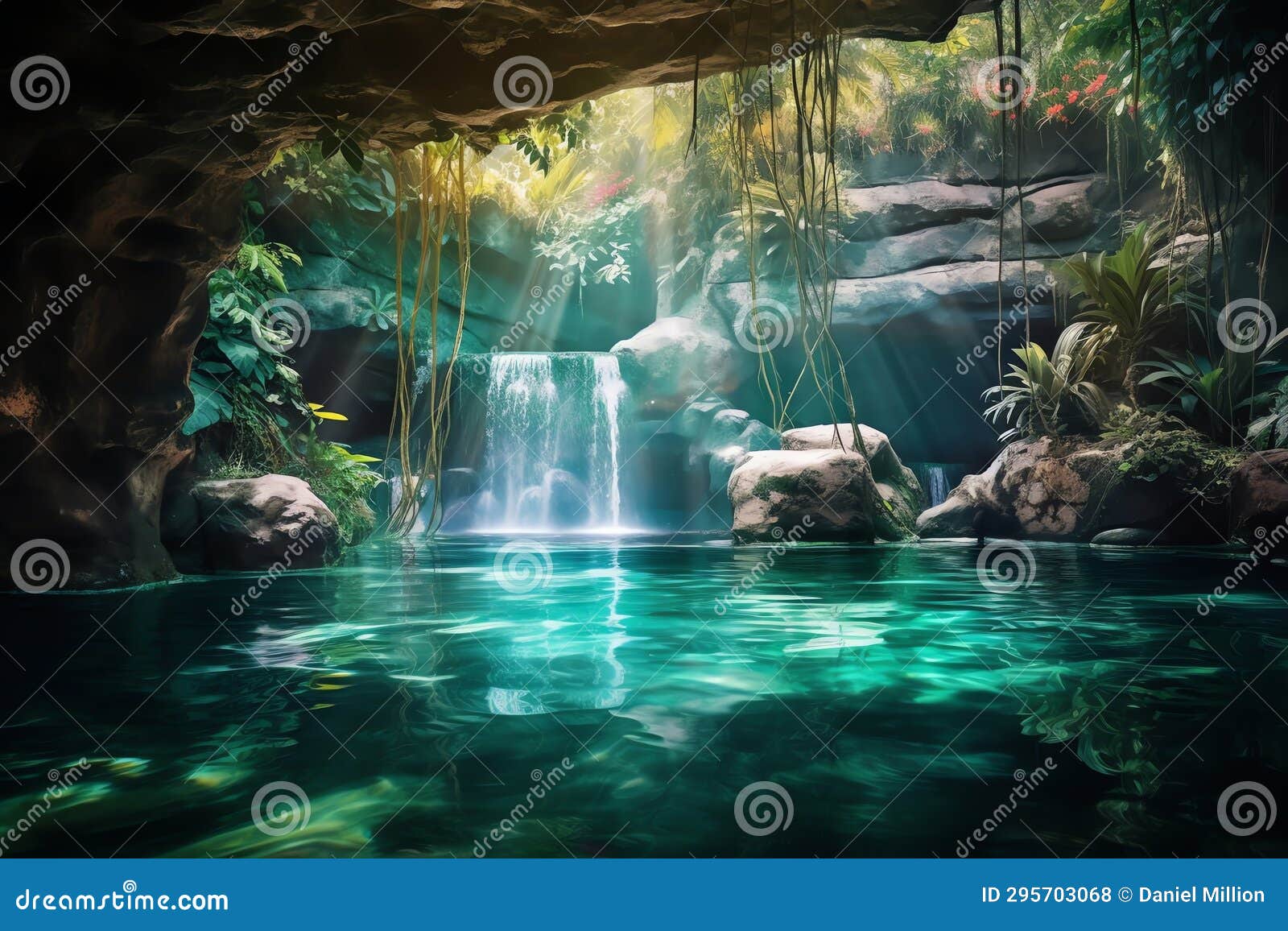 Realistic Waterfalls. Isolated Simple And Cascade Aqua Flows. 3D ...