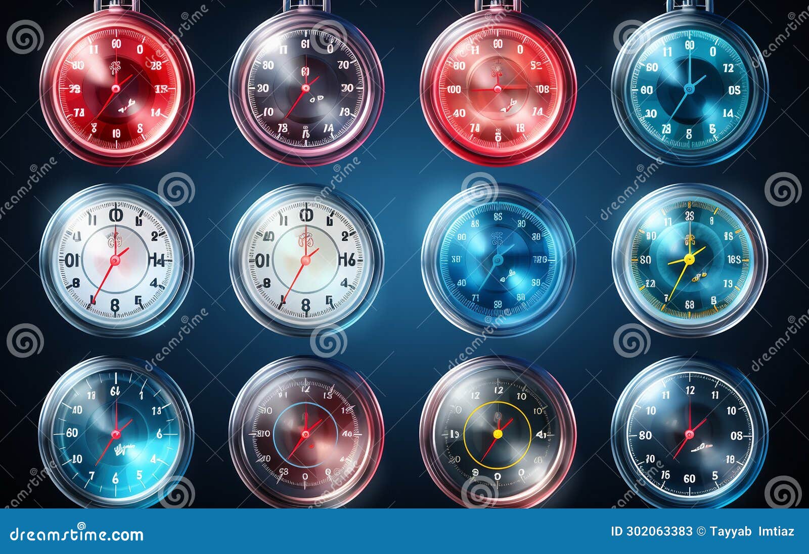 Crystal Clocks Symbol Collection Isolated on a Transparent Background ...