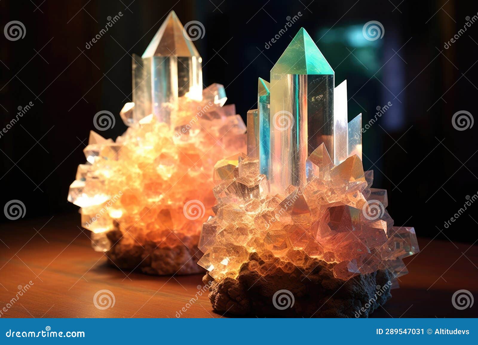 Crystal Clusters Sparkling in Faint Light Stock Image - Image of faint ...