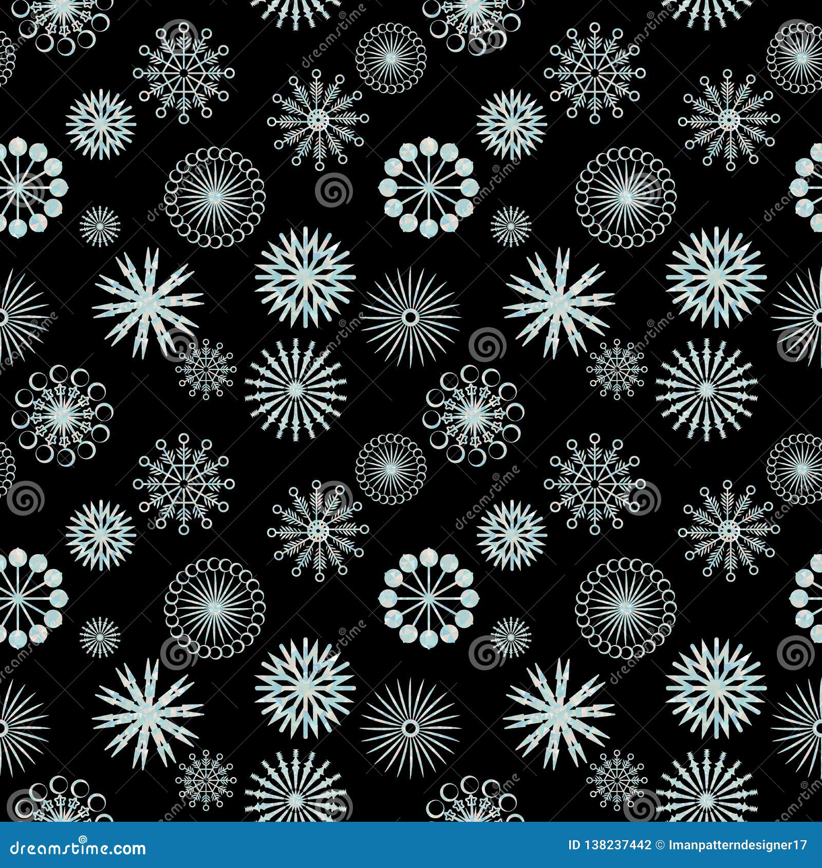 Crystal Colored Snowflakes Seamless Pattern Tile Stock Vector ...