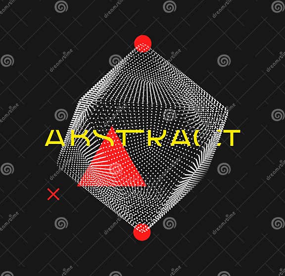 Crystal Consisting of Small Particles. Object with Dots. Molecular Grid ...