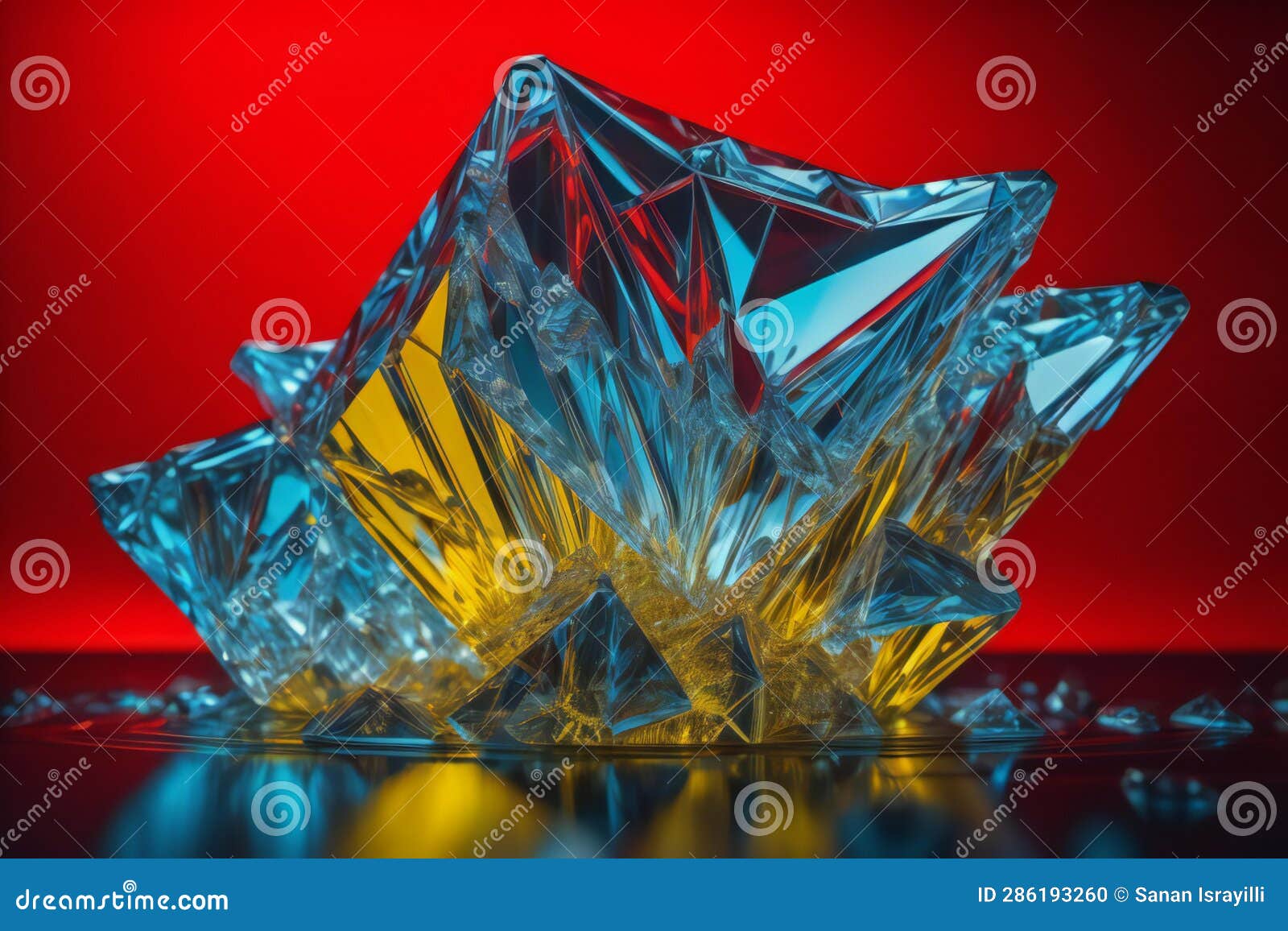 Crystal Cube on a Red Background. Ai Generated Stock Photo - Image of ...