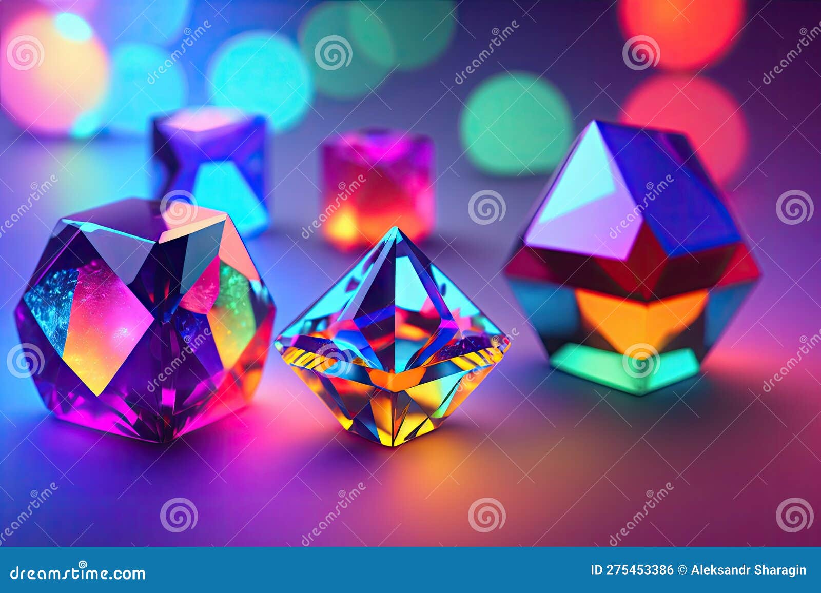 Crystal Cubes or Blocks with Refraction Effect of Rays in Glass. Clear ...