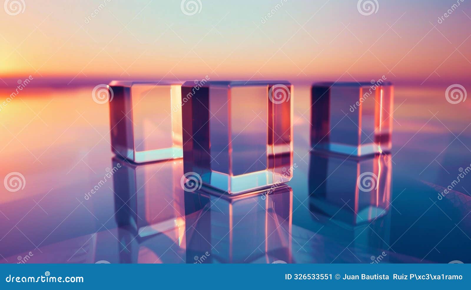 Crystal Cubes Reflecting Sunset Light Stock Image - Image of glass ...