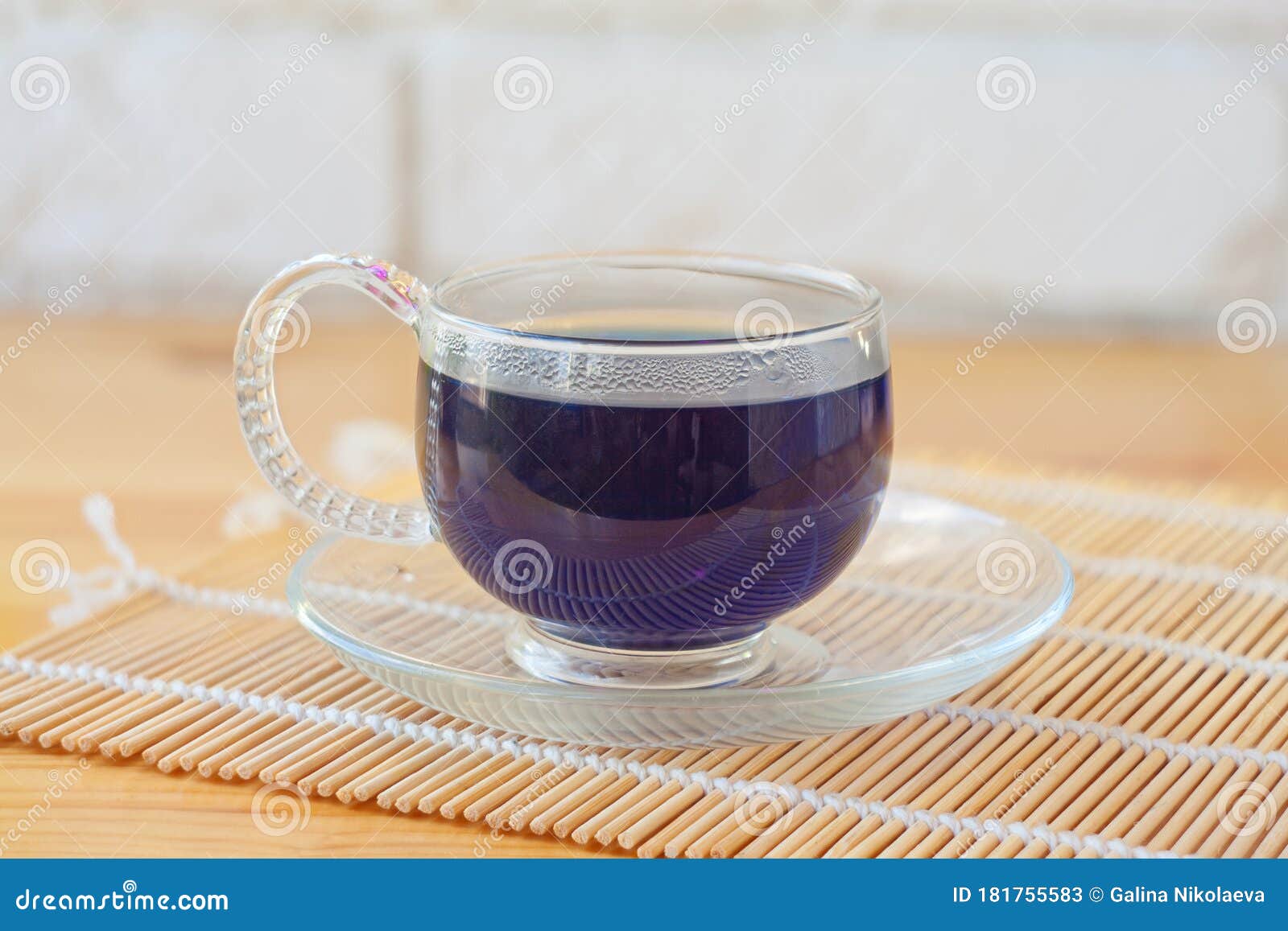 Crystal Cup with Green Tea on Table Stock Image - Image of homemade ...