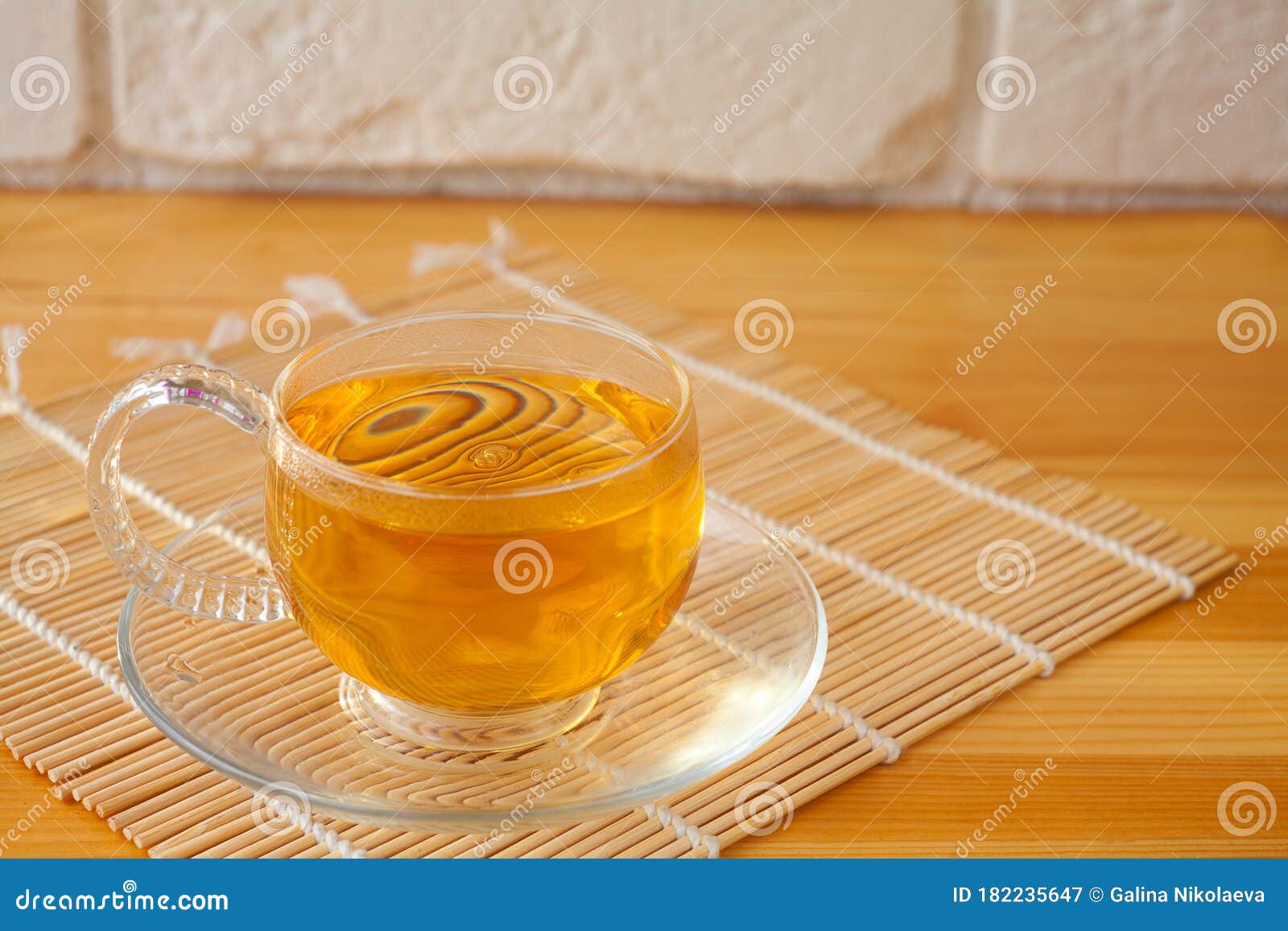 Crystal Cup with Green Tea on Table Stock Image - Image of infusions ...