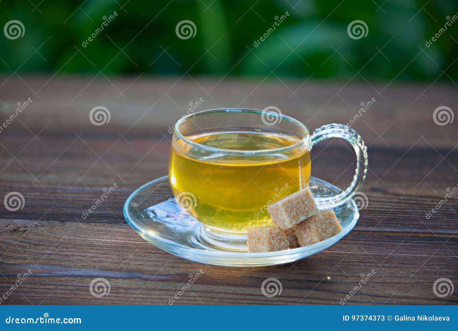 Crystal Cup with Green Tea on Table Stock Image - Image of homemade ...