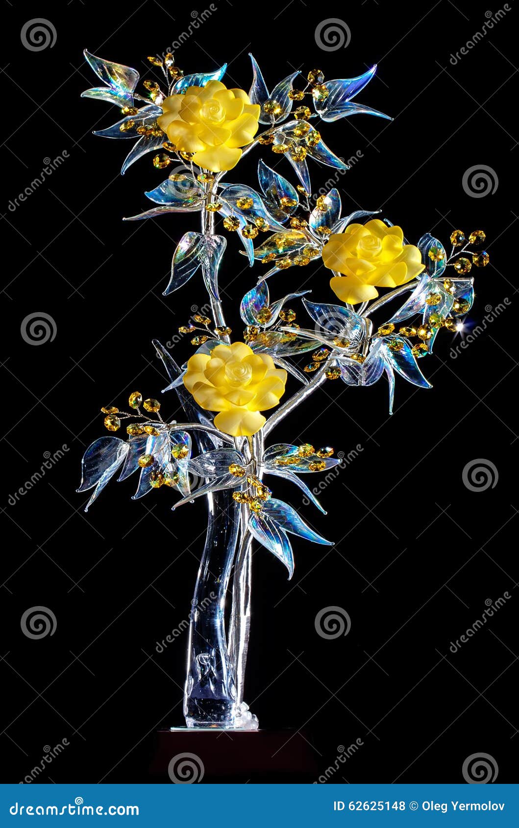 Crystal flower stock photo. Image of yellow, glass, crystal - 62625148