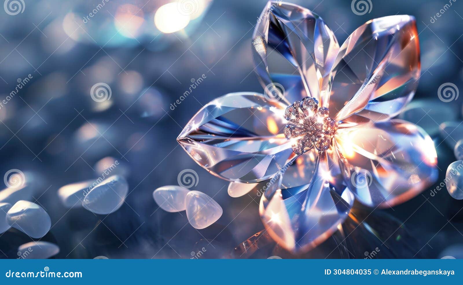 Crystal Flower on Reflective Surface Stock Illustration - Illustration ...