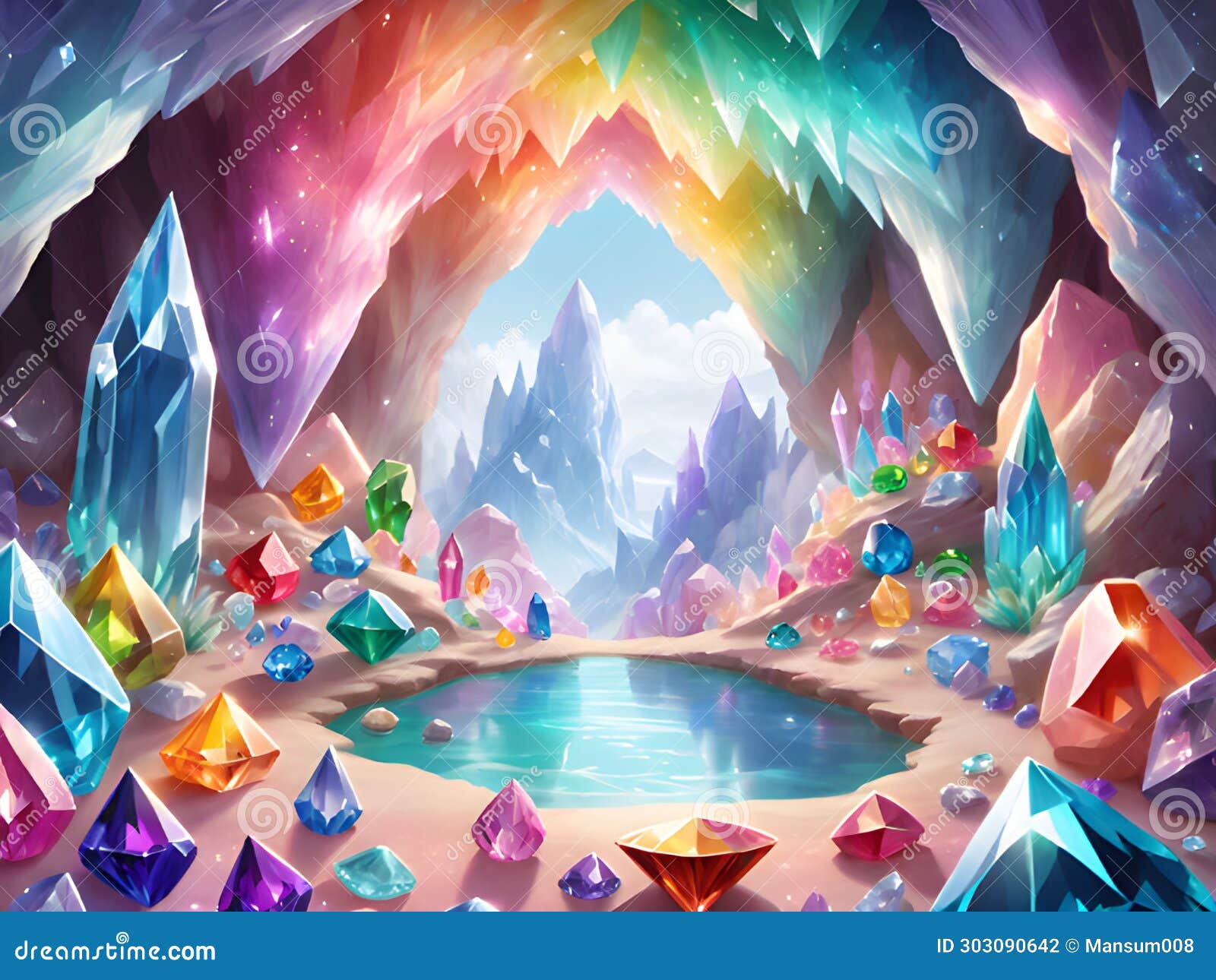 Crystal Gem Stone in the Cave. Illustration Stock Illustration ...