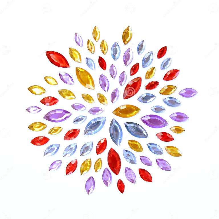 Crystal Gems Flower Pattern Stock Illustration - Illustration of gold ...