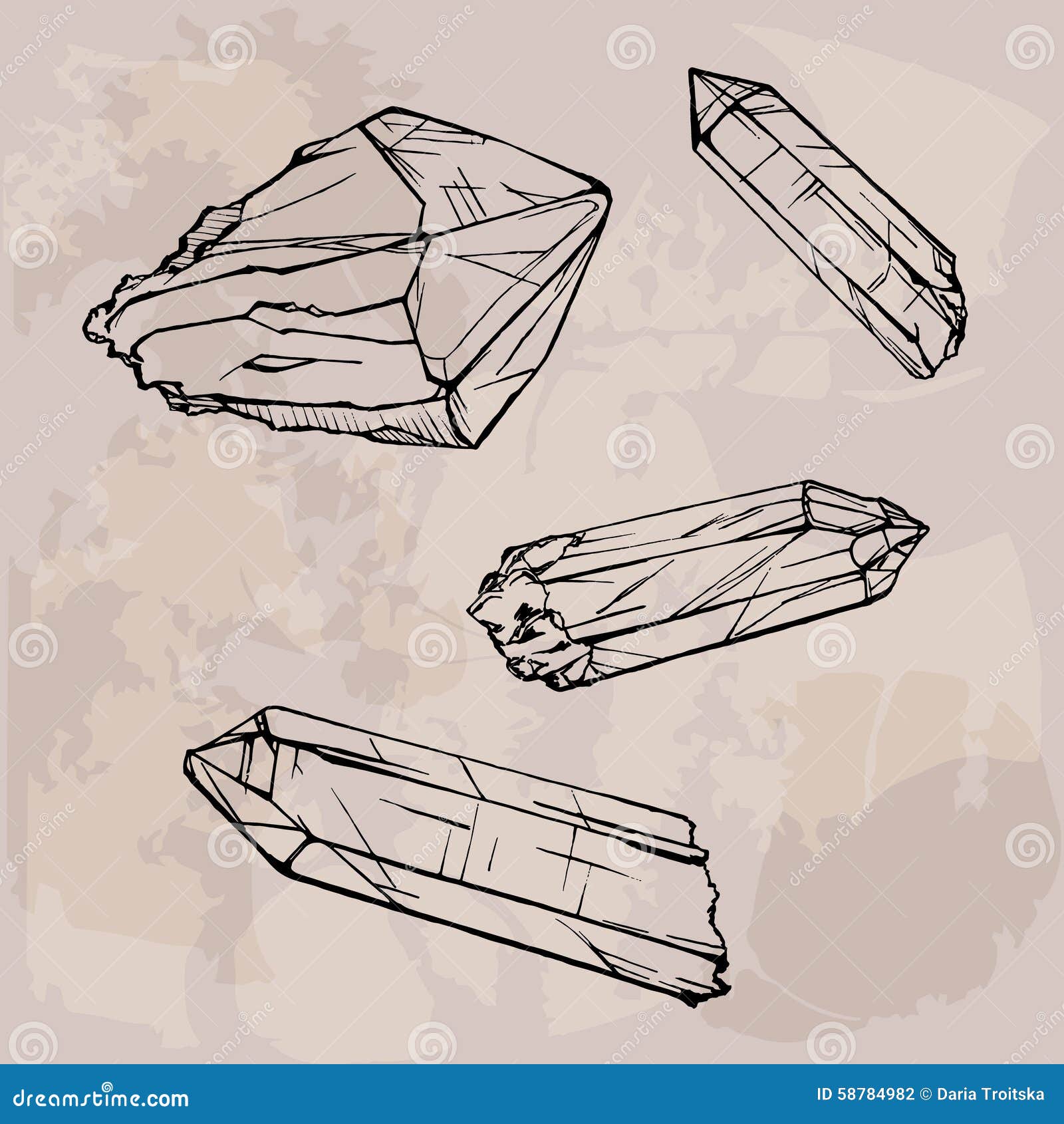 Crystal Gems Sketch Illustration Stock Vector - Illustration of beige ...