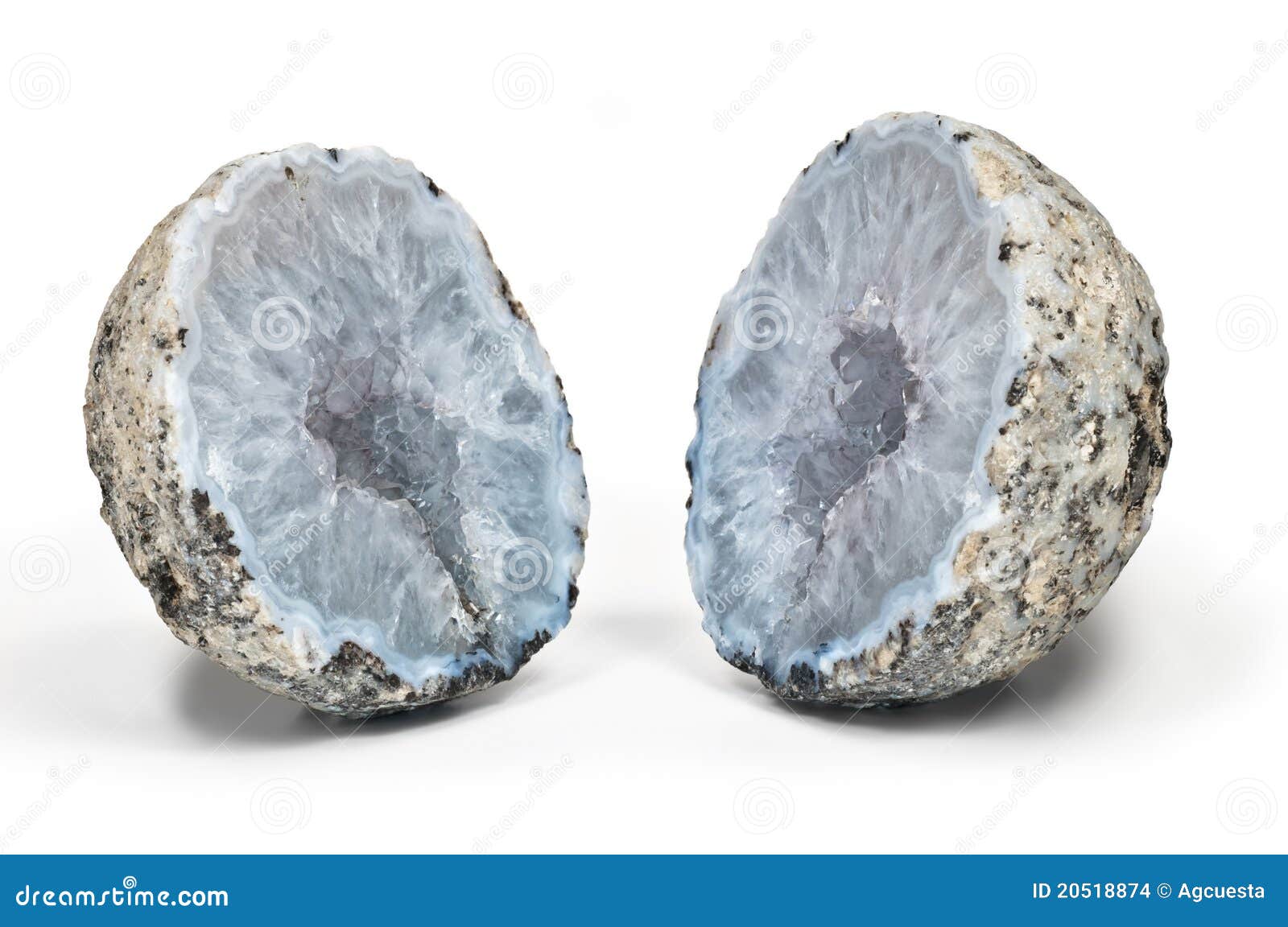 Crystal Geode Divided in Two Parts Stock Photo - Image of isolated ...
