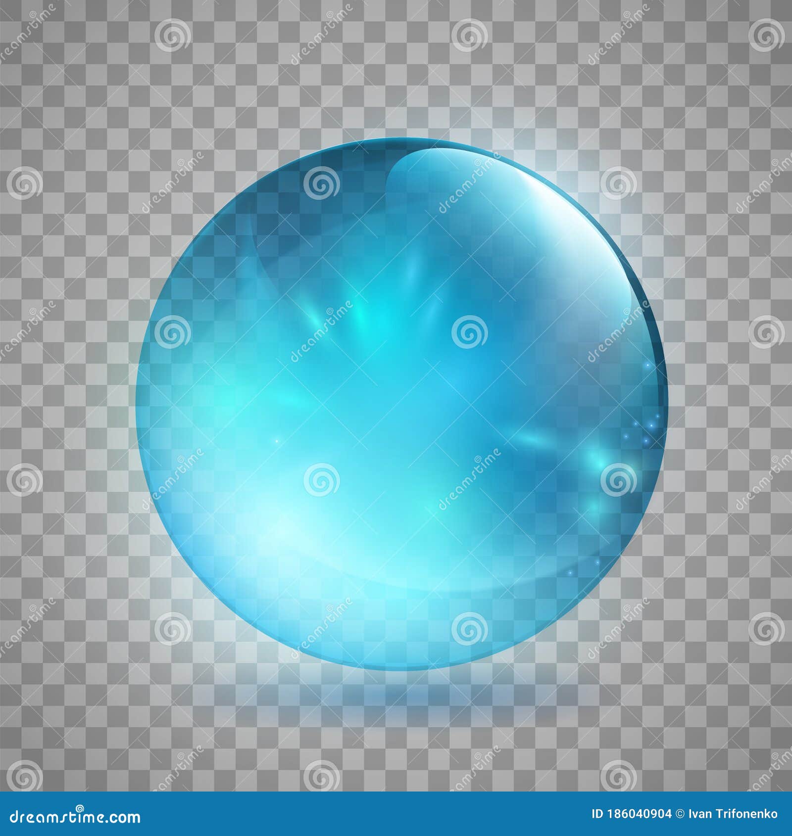 Crystal or Glass Blue Ball. Vector Template Stock Vector - Illustration ...