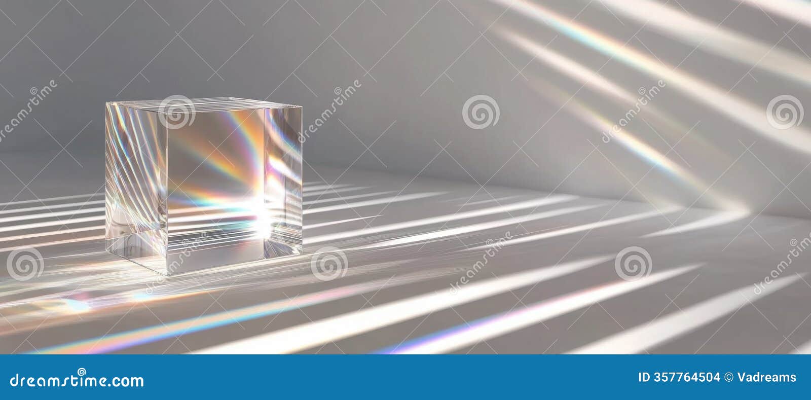 Crystal Glass Cube with Reflection and Refraction of Light on White ...