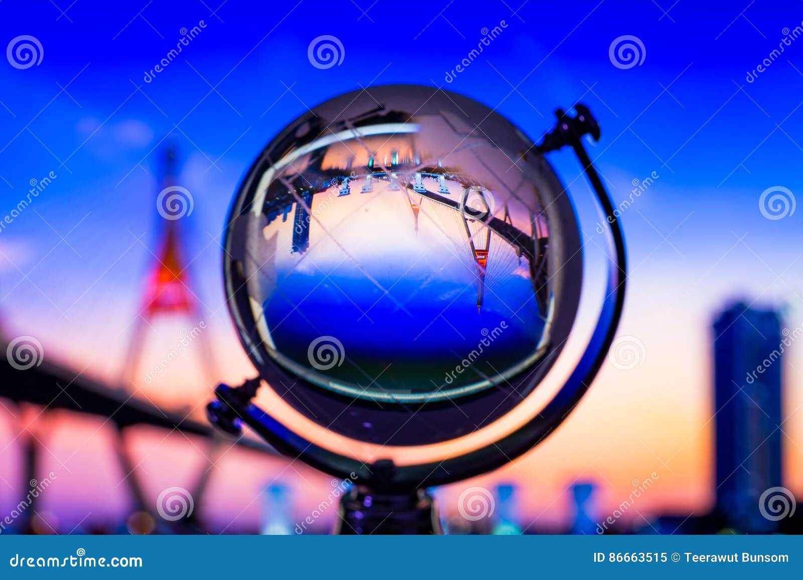 Crystal globe reflection stock image. Image of abstract - 86663515