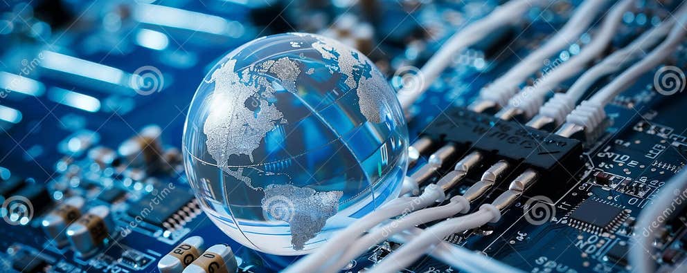 Global Technology Connection Concept with Crystal Globe on Circuit ...