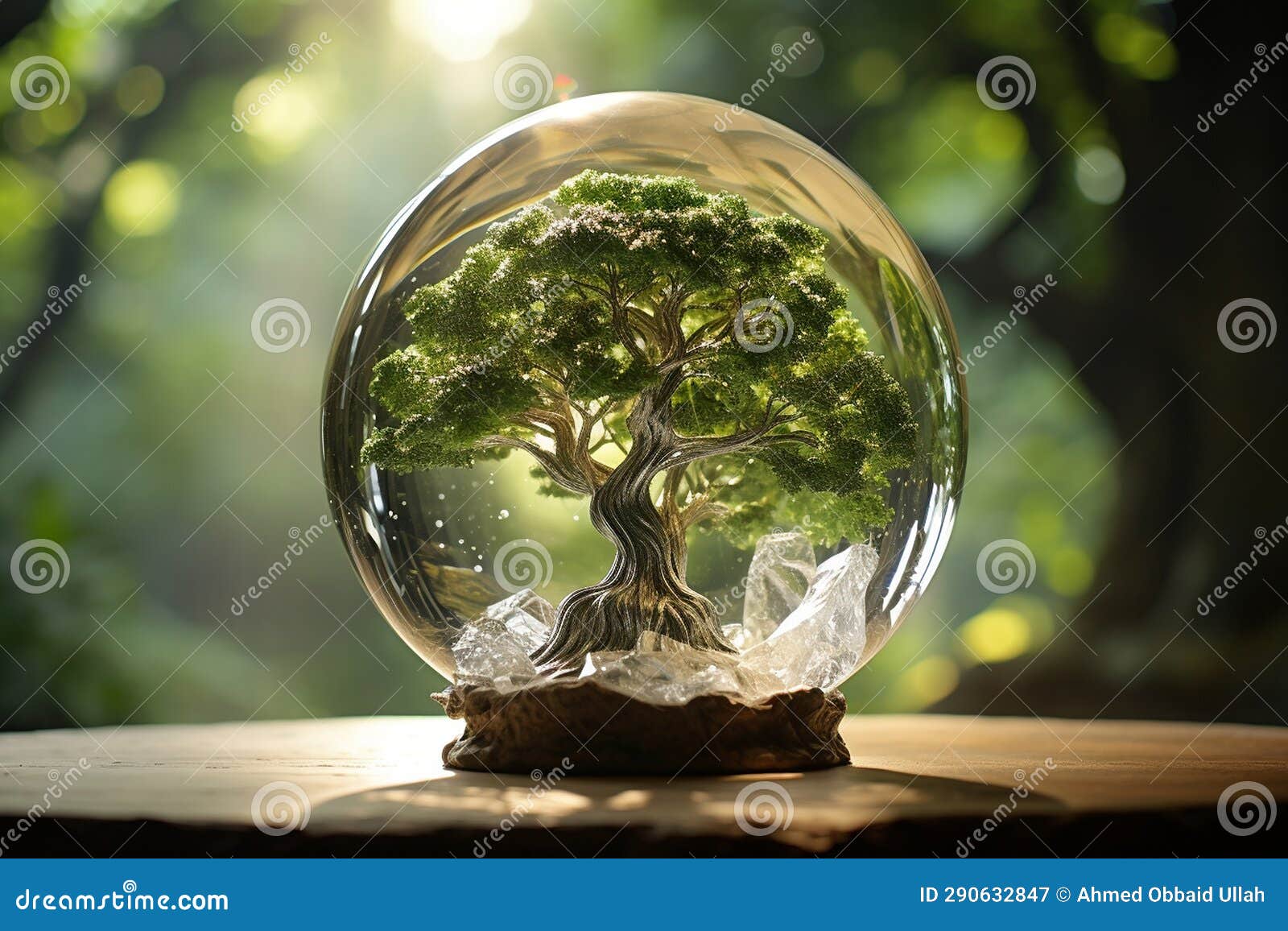 Crystal Globe and Tree Harmony. Generative by Ai Stock Illustration ...