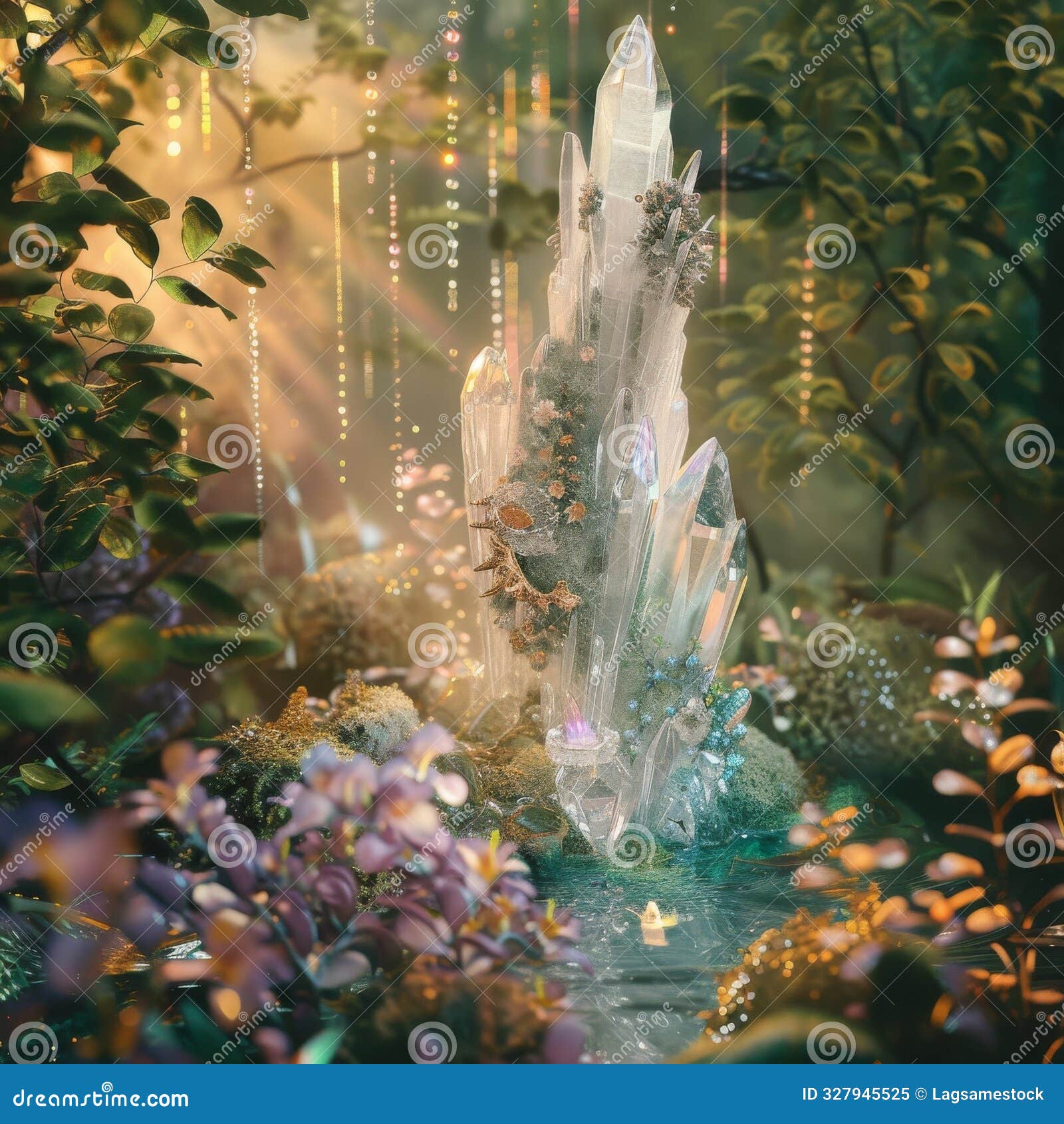 A Crystal Guardian Standing Watch Over an Enchanted Forest Stock ...