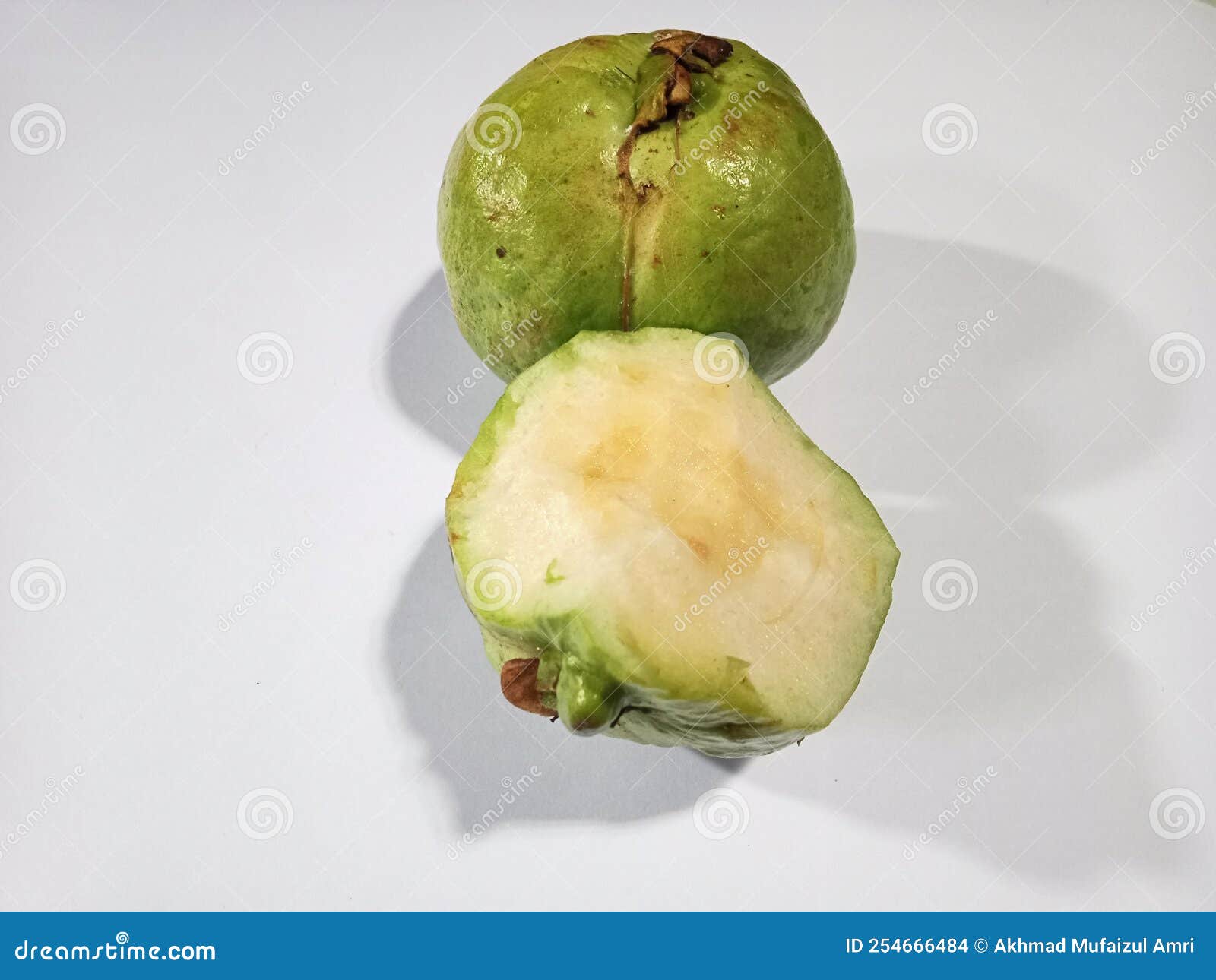 Crystal Guava Outside and Inside Texture on White Background Stock ...