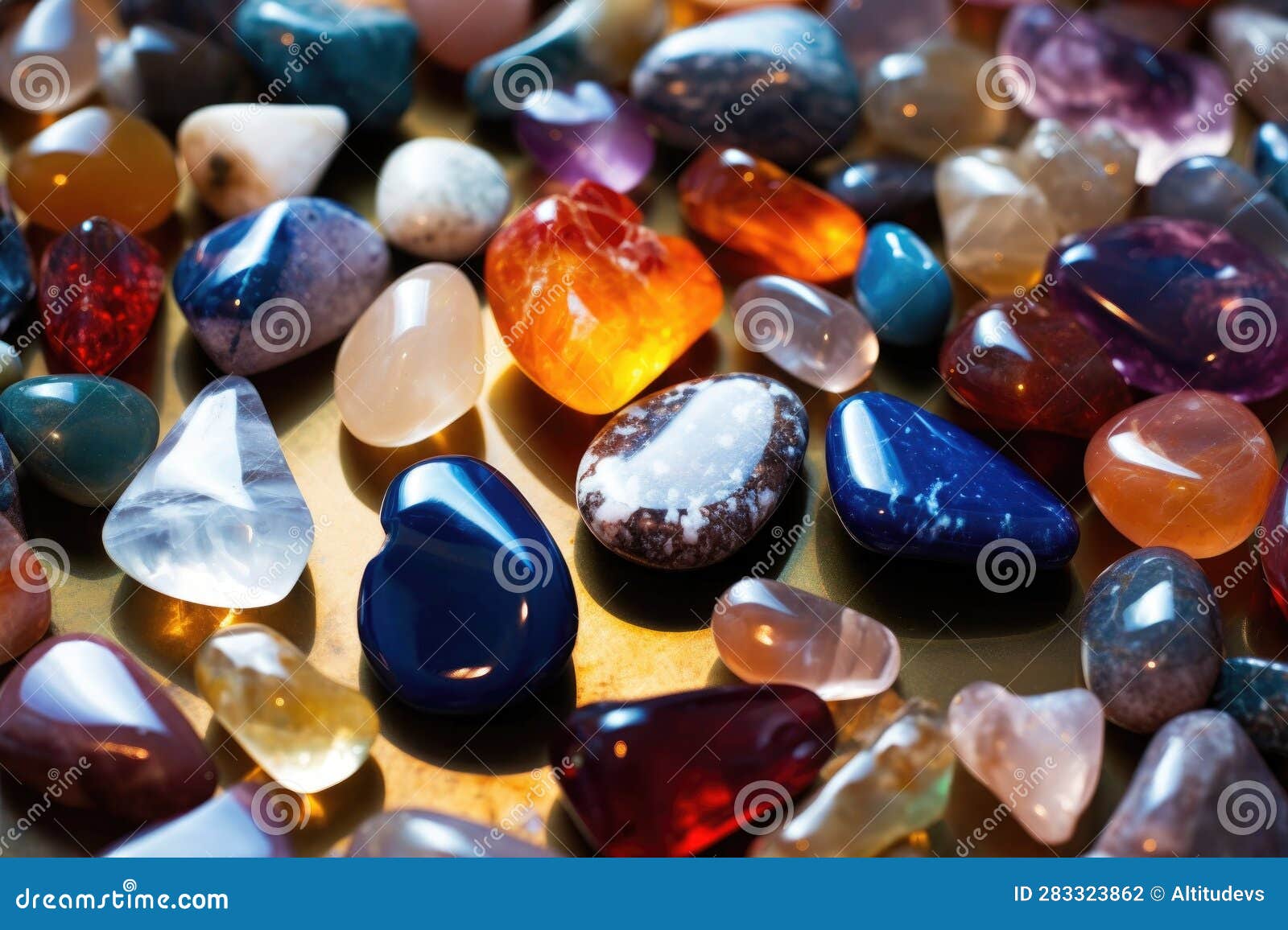 Crystal Healing Layout with Various Gemstones Stock Illustration ...