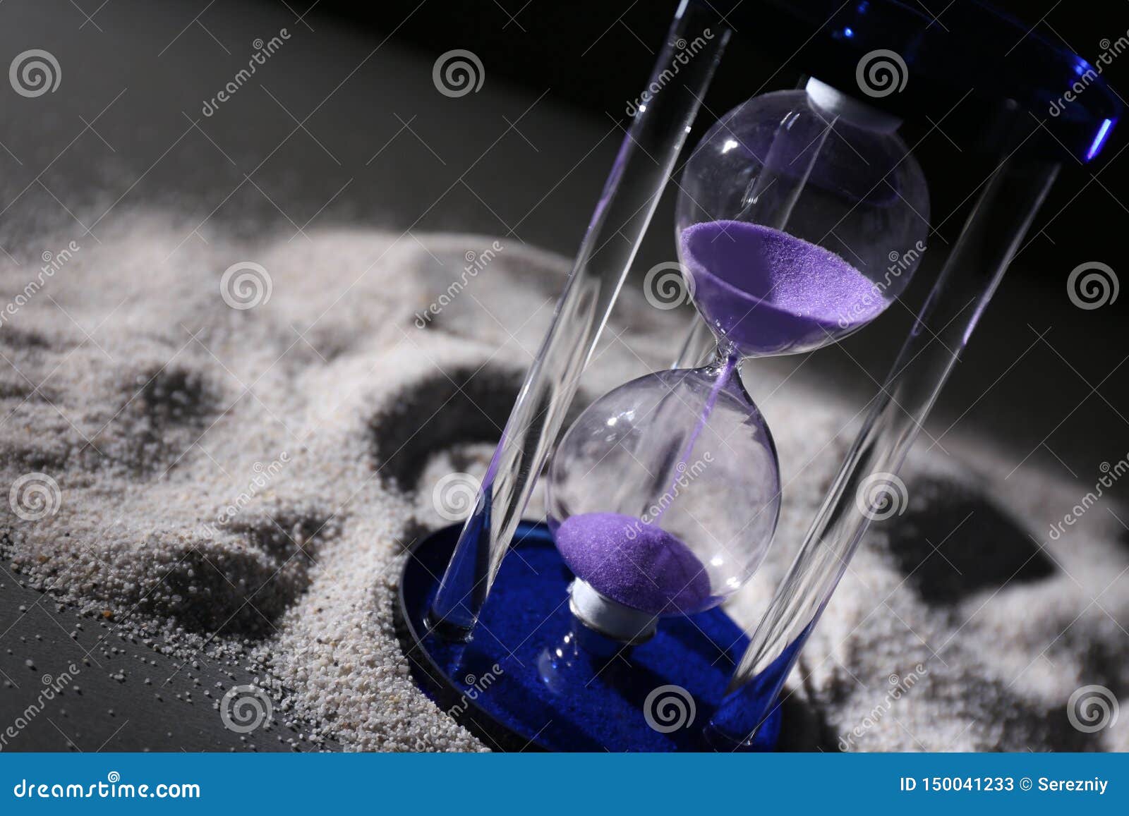 Crystal Hourglass on Sand. Time Management Concept Stock Image - Image ...