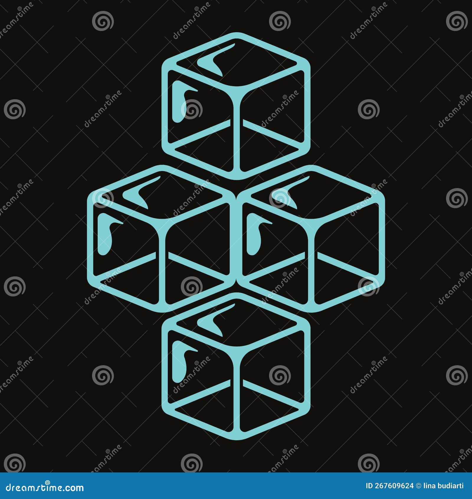 Crystal ice cube icon stock vector. Illustration of solid - 267609624