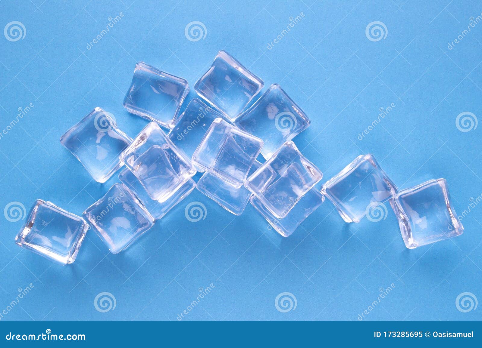 Crystal Ice Cubes on a Blue Background Stock Image - Image of blue ...
