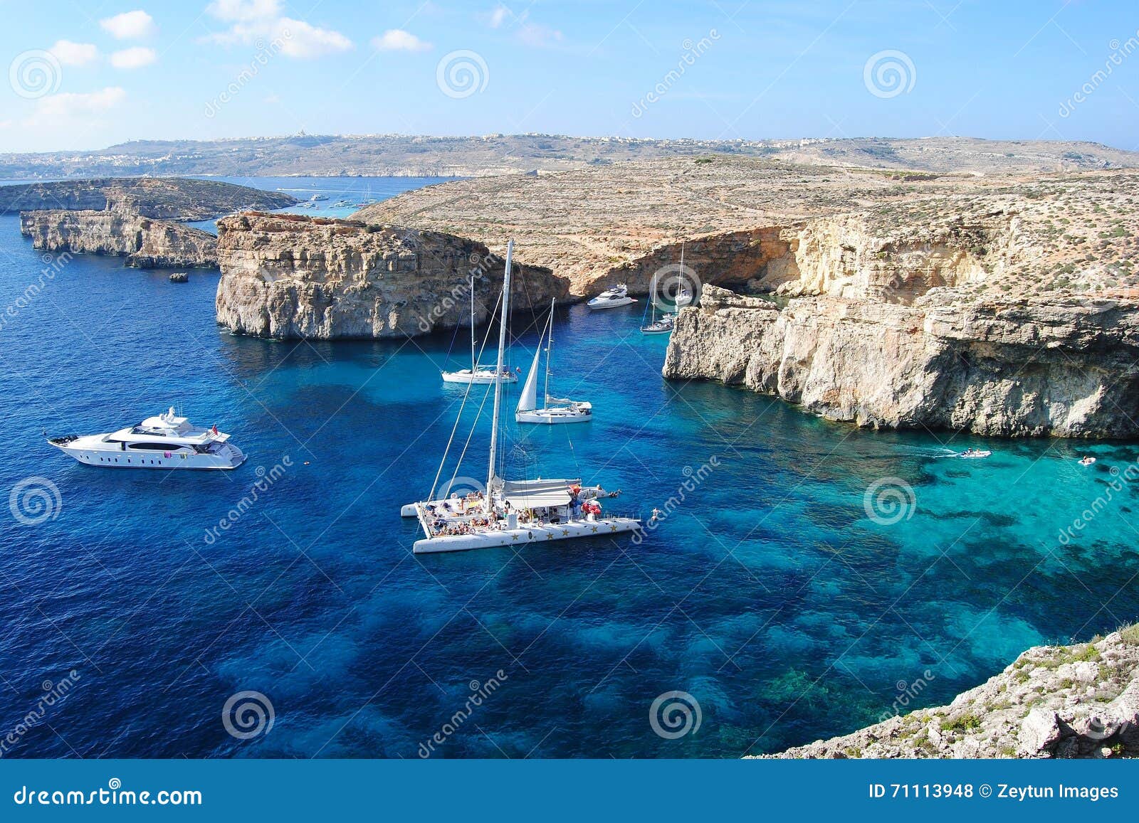 The Crystal Lagoon on Comino Island Stock Photo - Image of cruise ...