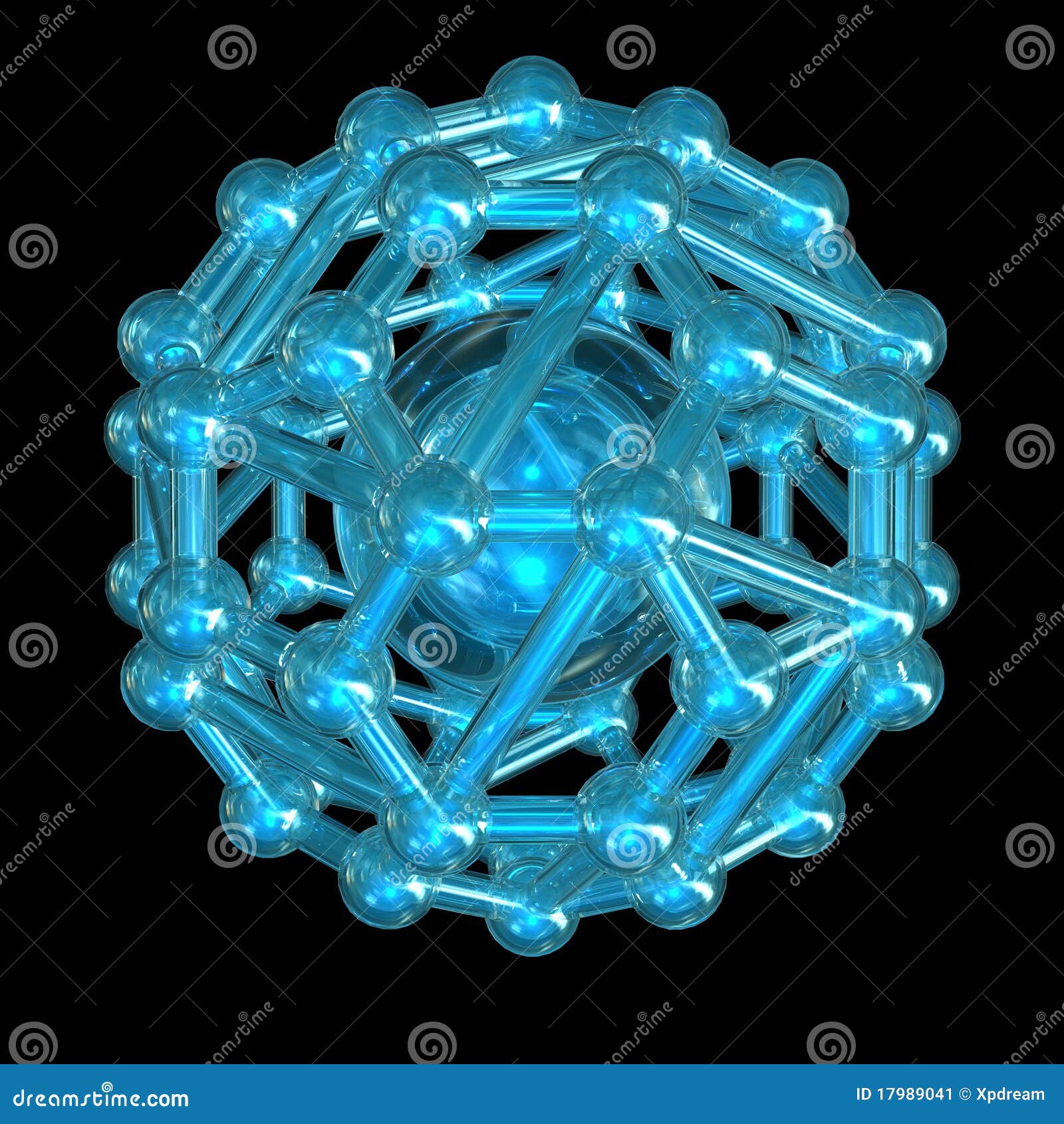 Crystal Lattice With Atoms In The Nodes. 3d Rendering Of Atom Surface ...
