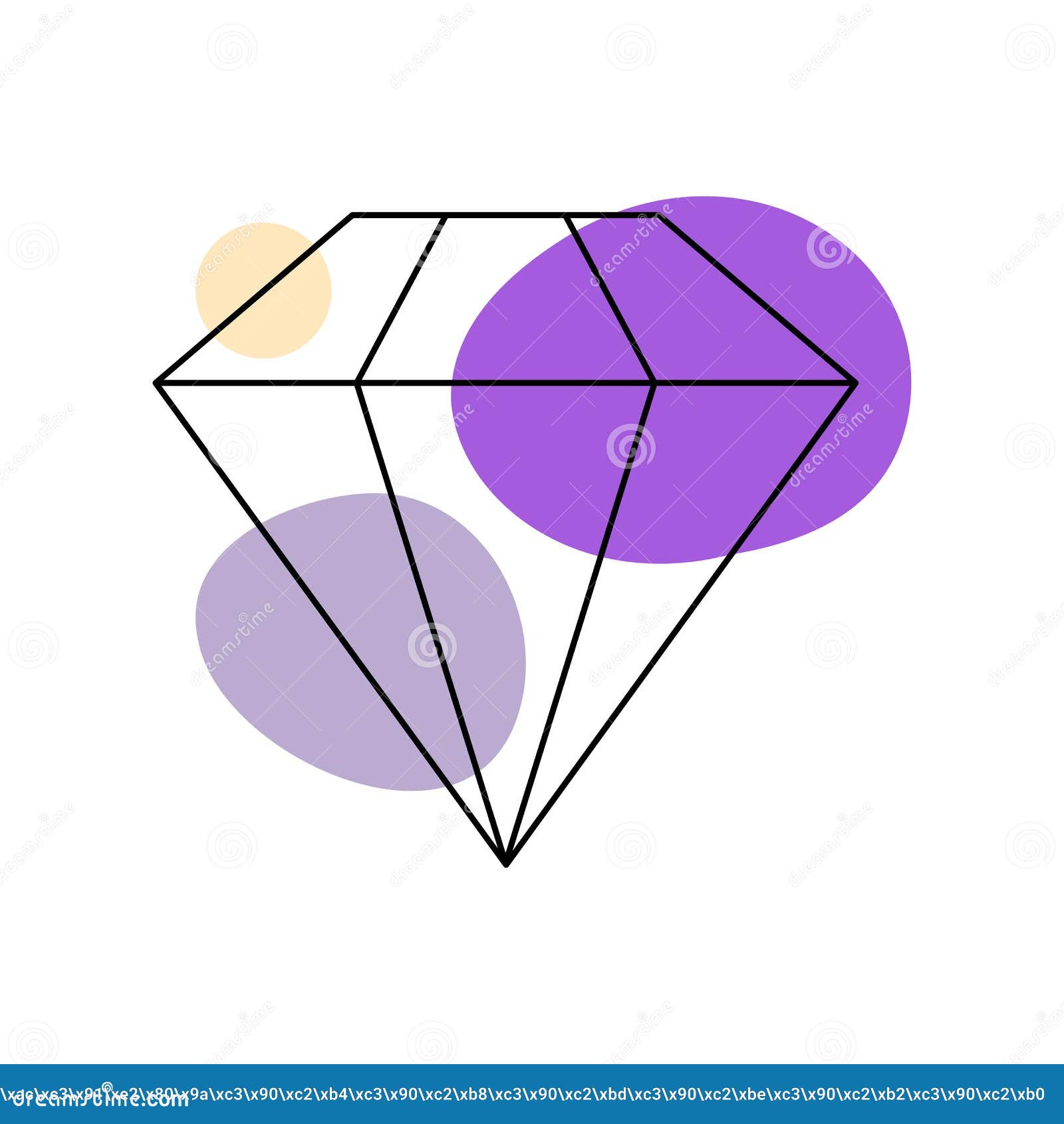 Crystal in Line Art Style with Colored Spots Stock Vector ...