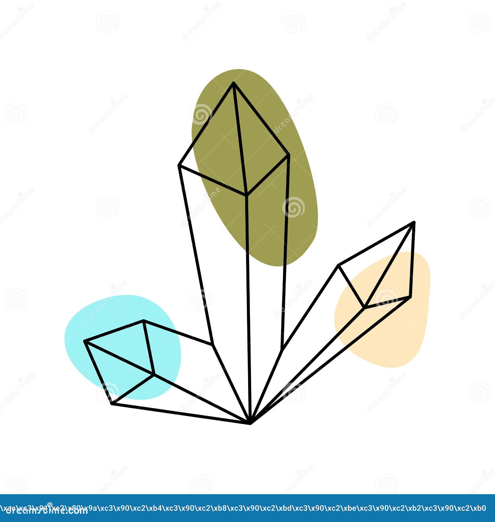 Crystal in Line Art Style with Colored Spots Stock Vector ...