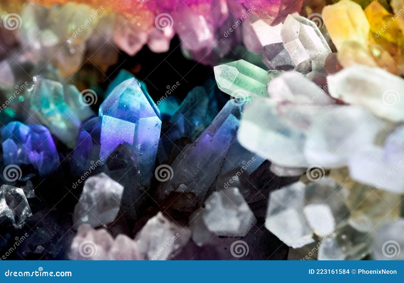 Crystal Magic Quartz Gem Stone. Iridescent Crystals. Sparkly Texture of ...